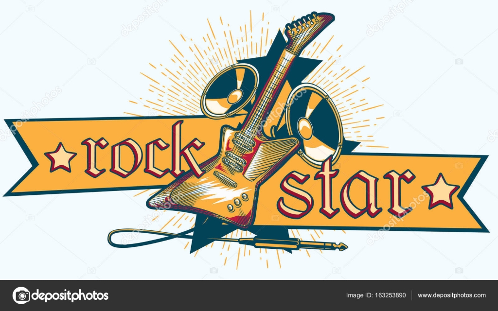 Rock star emblem with guitar Stock Vector by ©alex_scholar 163253890