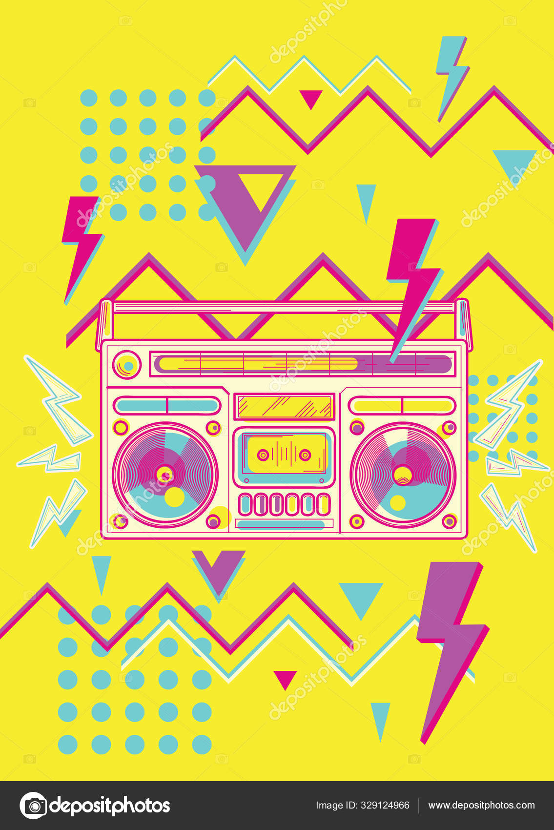 Funky Colorful 80S Music Design Stock Vector by ©alex_scholar 329124966