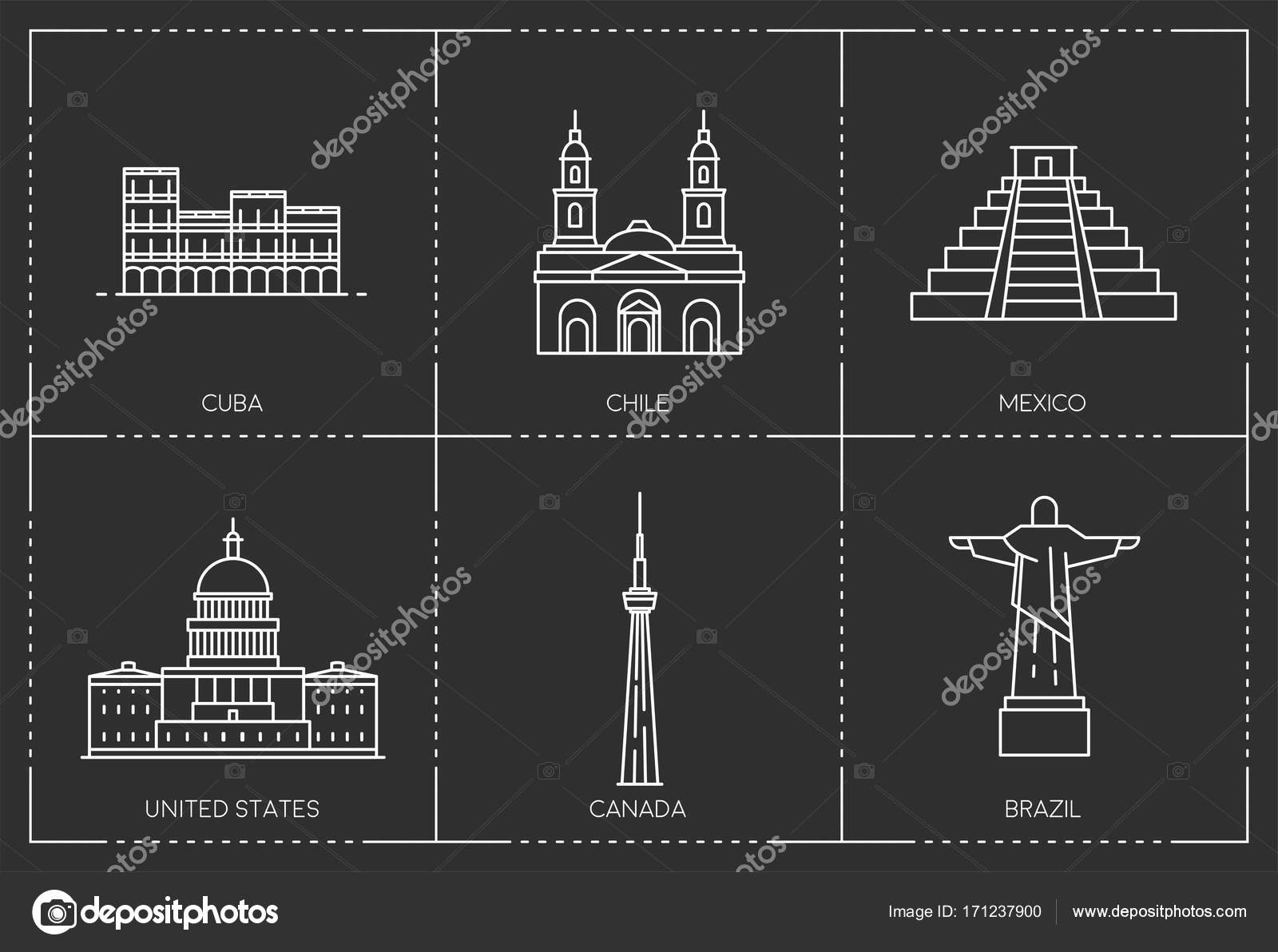 American Landmarks Vector