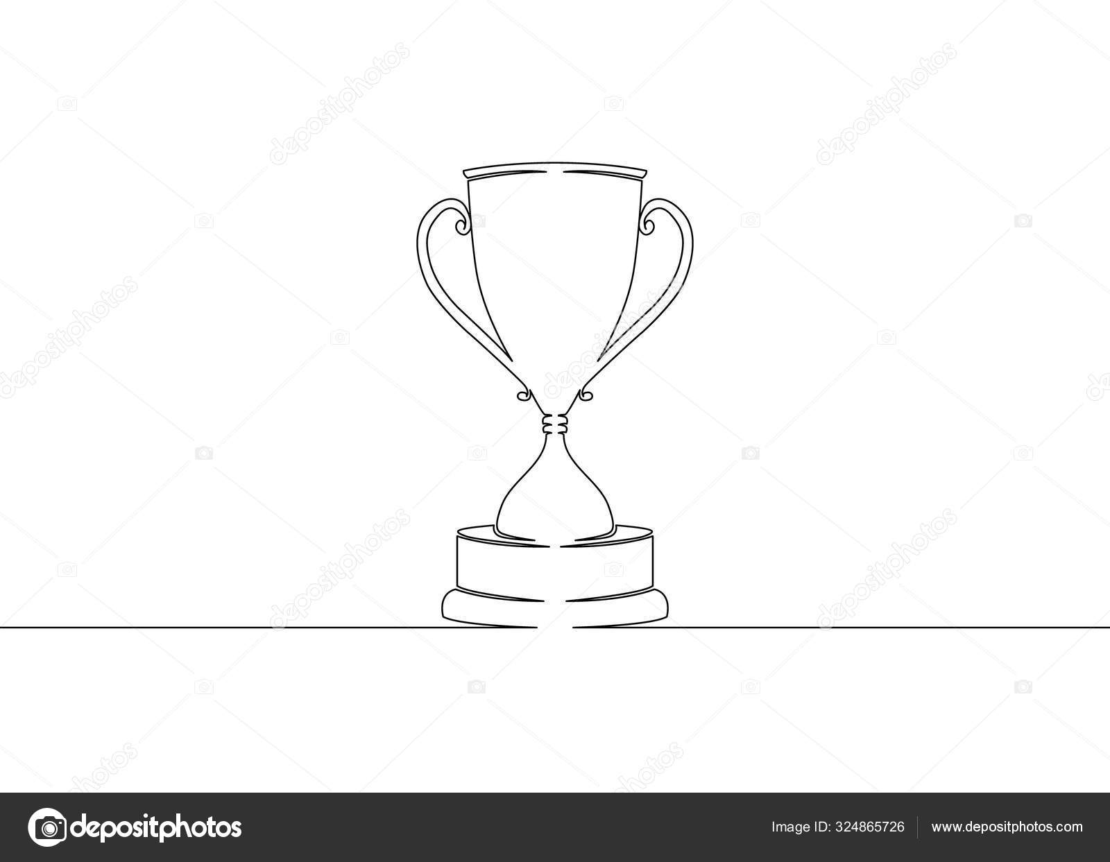 Continuous one drawn single line winning cup — Stock Photo © derplan13 ...