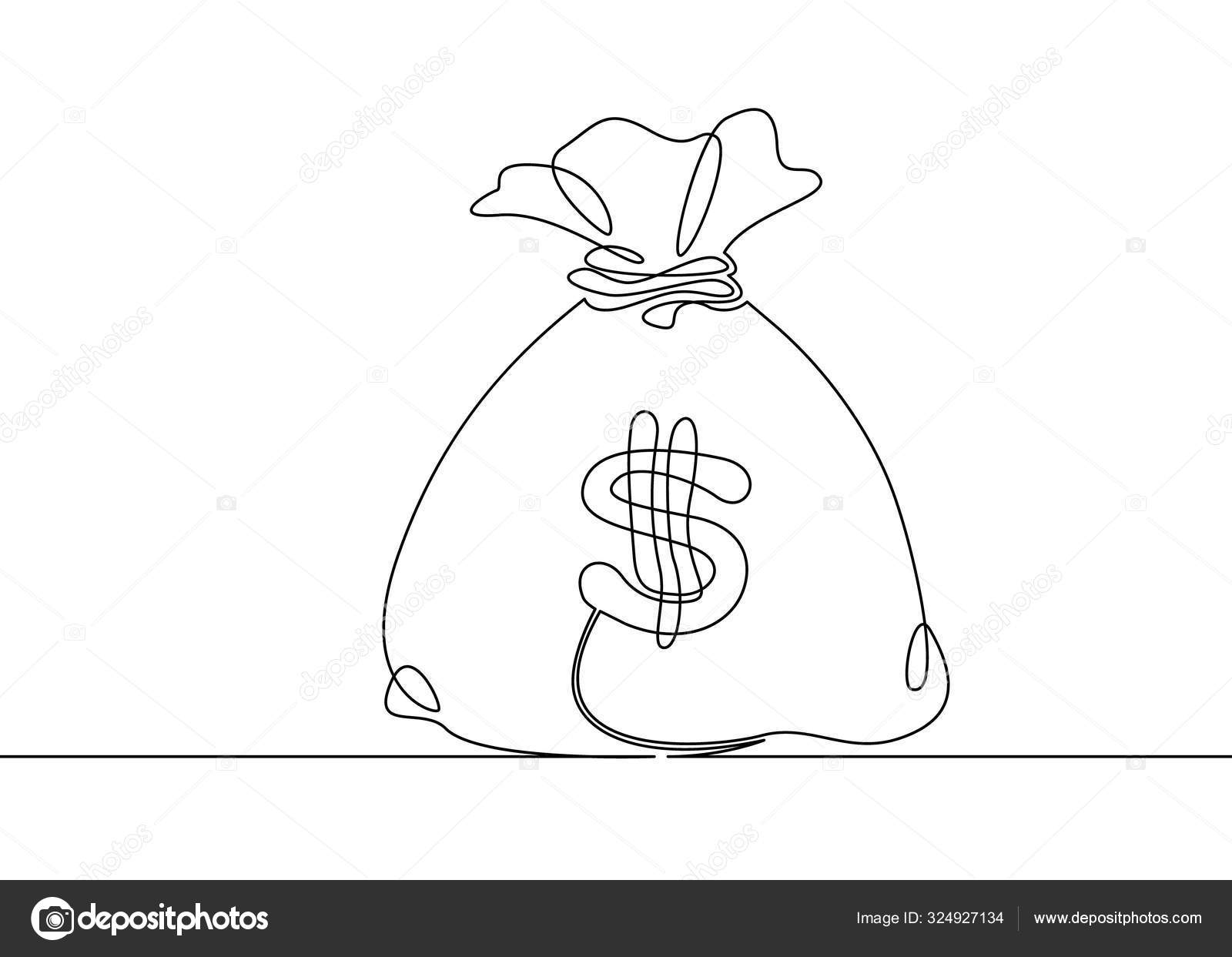 Continuous one drawn single line money bag — Stock Photo © derplan13 ...