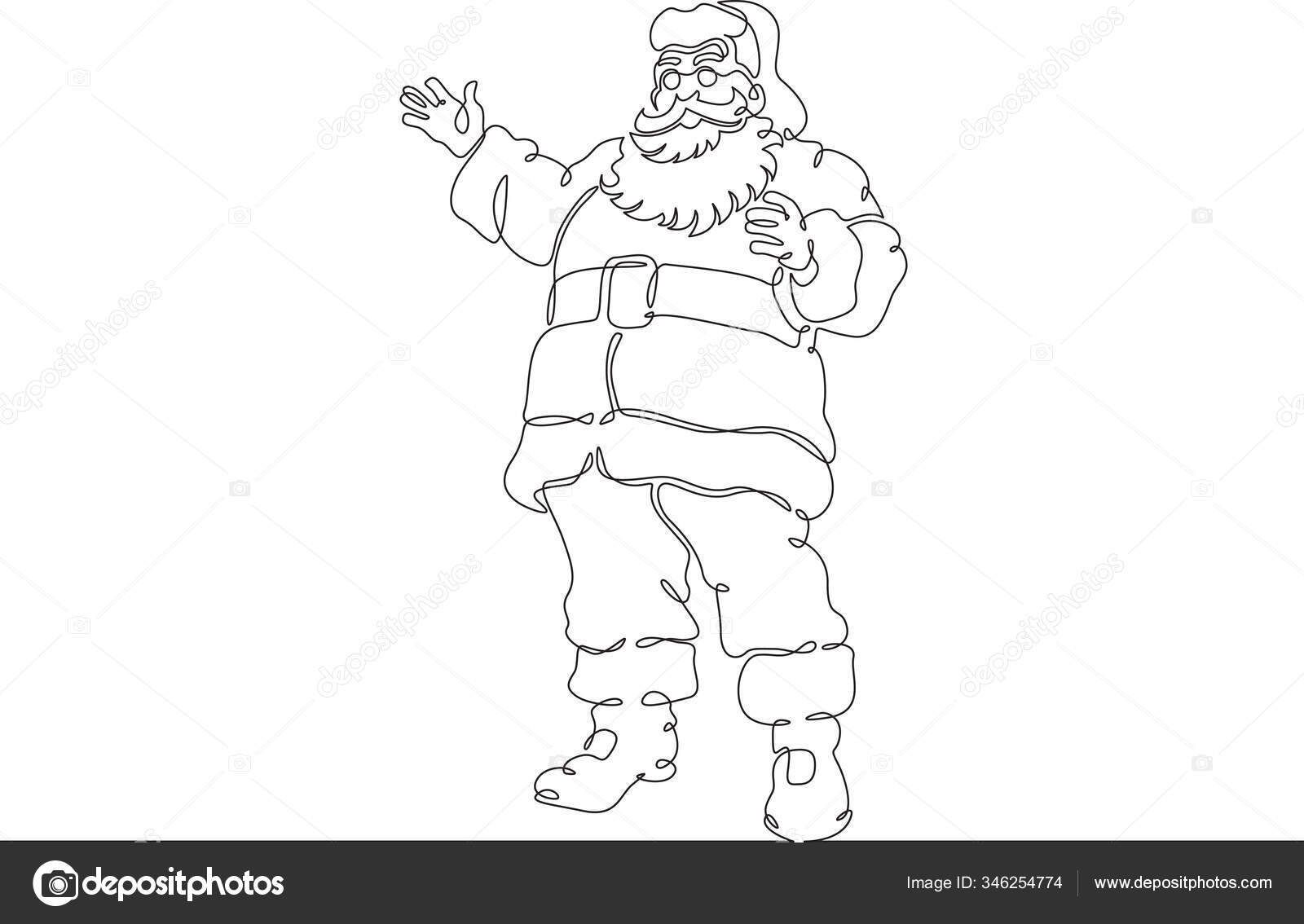One continuous drawn single line Doodle character Santa Claus Stock ...
