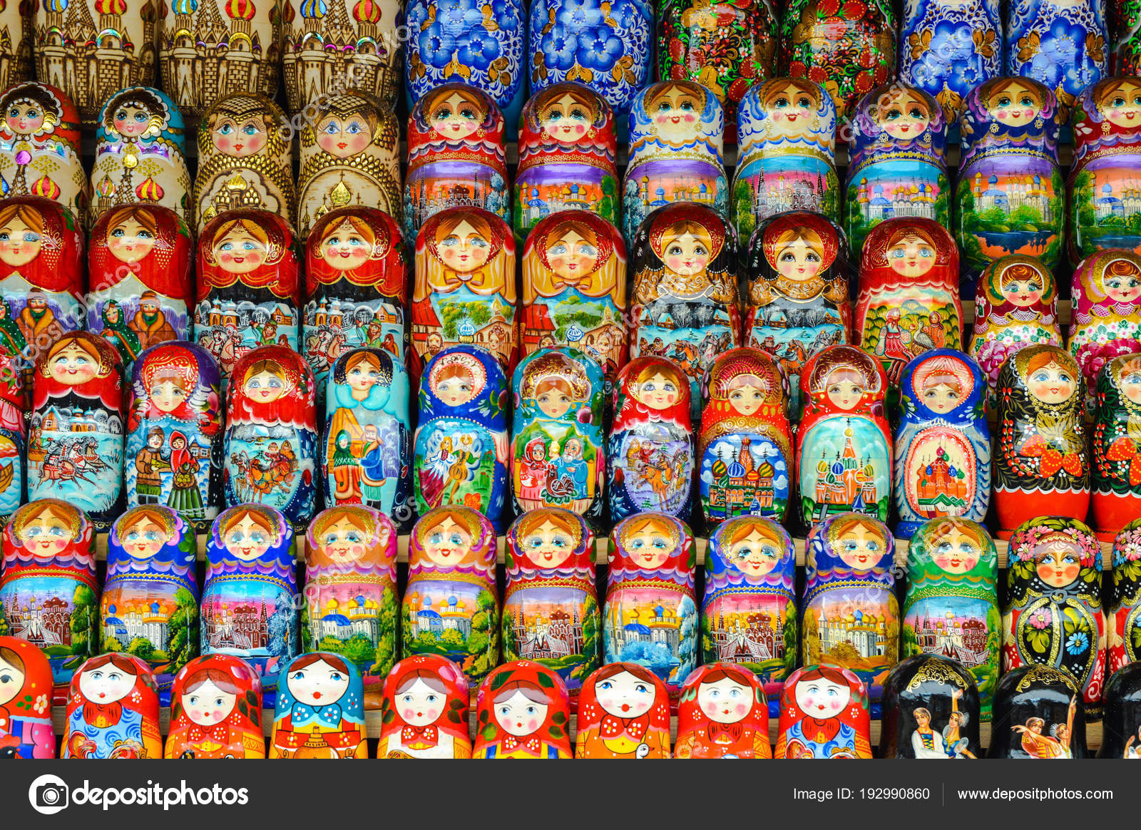 Traditional russian colourful matryoshka on exhibition-fair — Stock ...