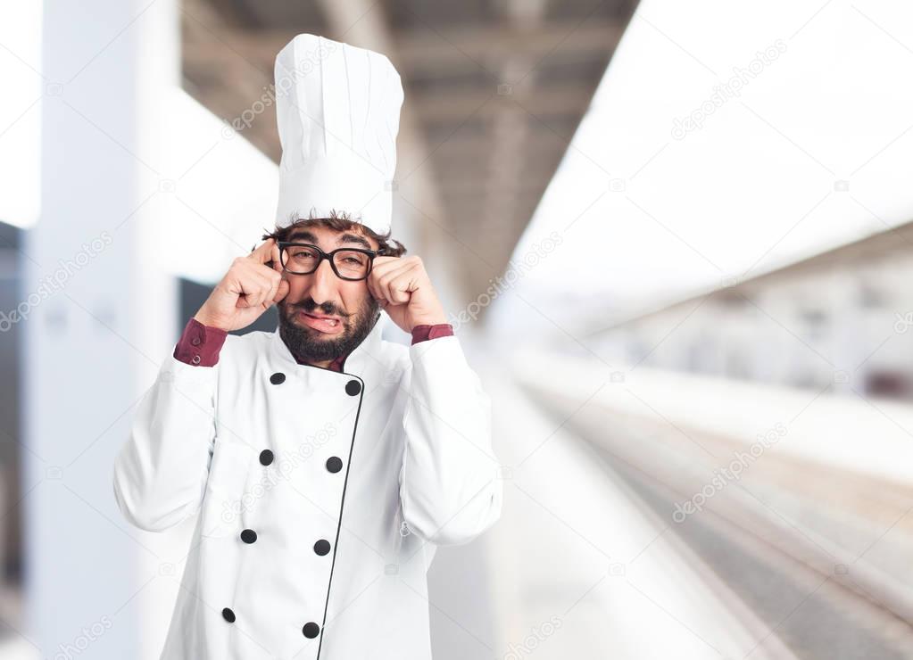 Sad cook man crying Stock Photo by ©kues 128865264