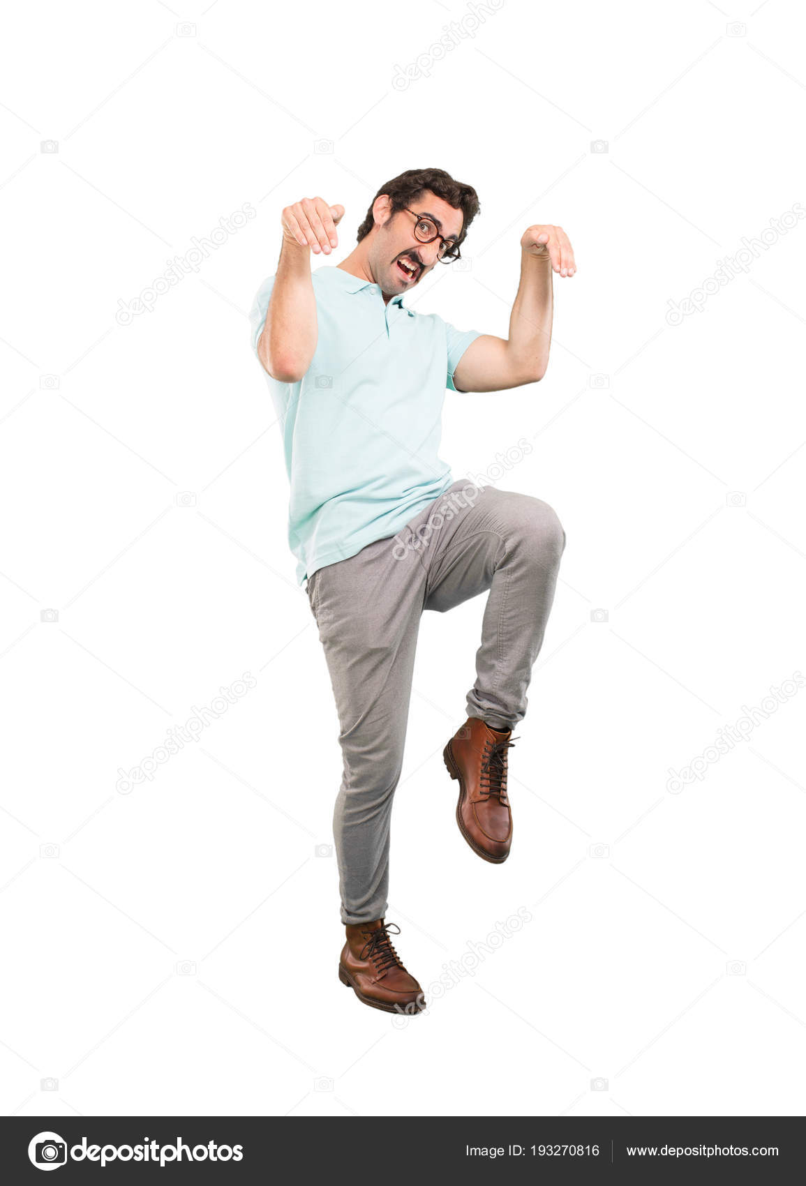 Young Crazy Man Angry Expression Full Body Cutout Person White — Stock ...