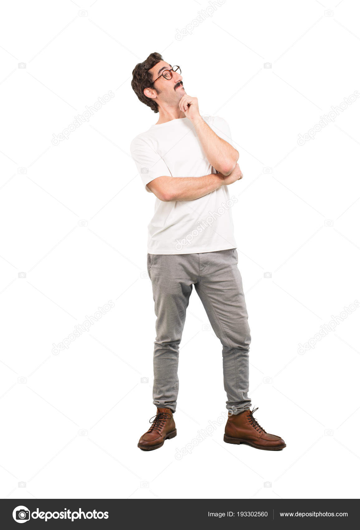 Young Crazy Man Thinking Confused Full Body Cutout Person White — Stock ...