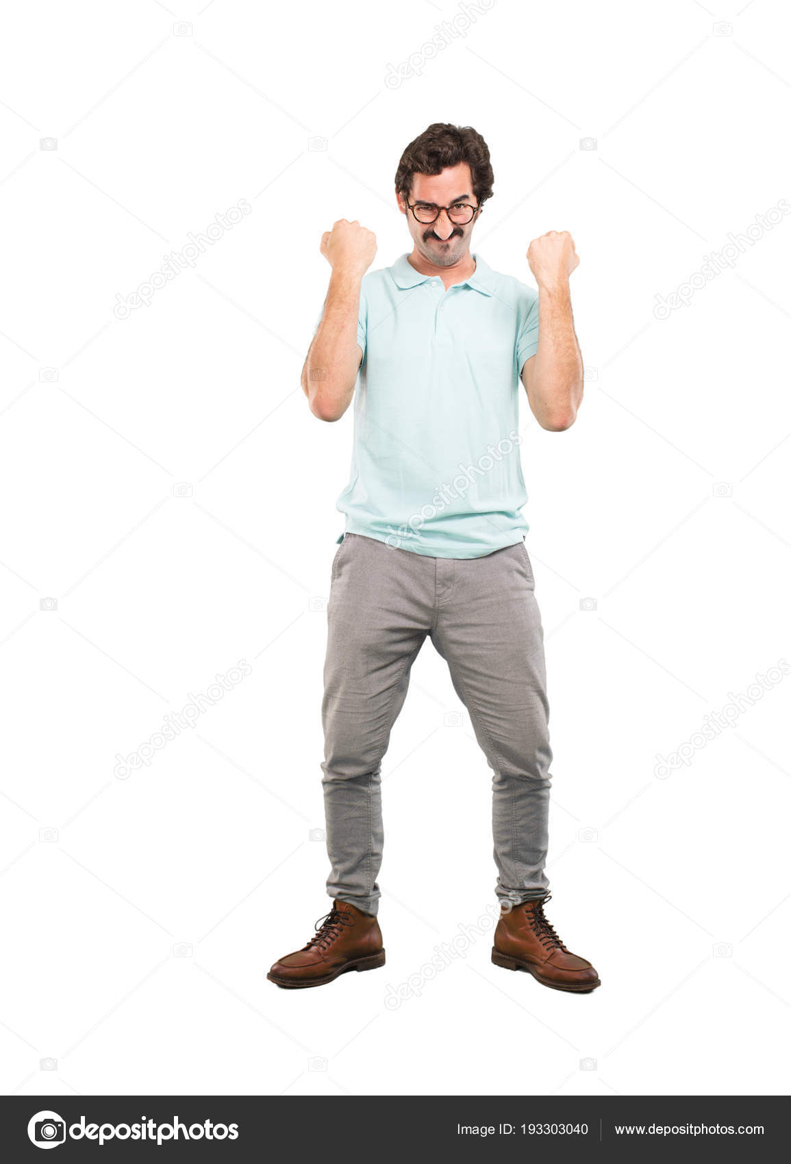 Young Crazy Man Angry Expression Full Body Cutout Person White — Stock ...