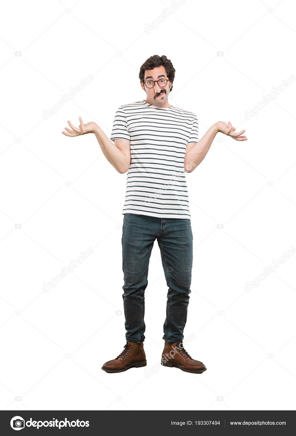 Young Crazy Man Thinking Confused Full Body Cutout Person White — Stock ...