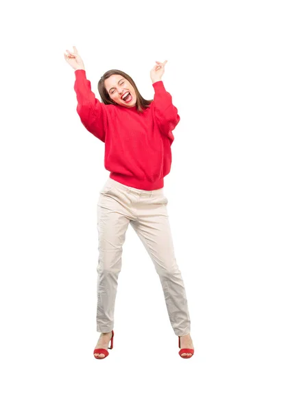 Young Pretty Woman Dancing Full Body Cutout Person White Background ...