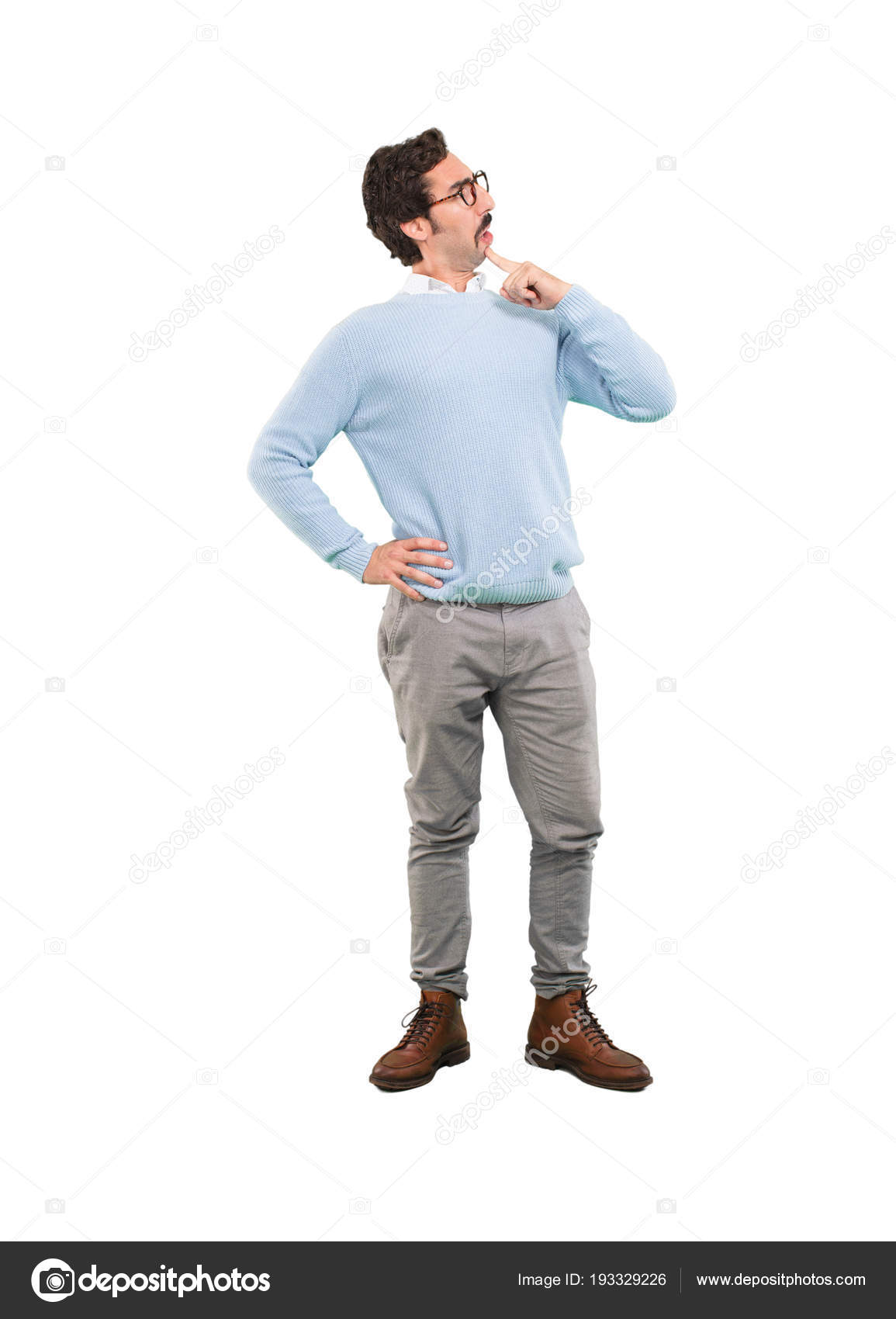 Young Crazy Man Thinking Confused Full Body Cutout Person White — Stock ...