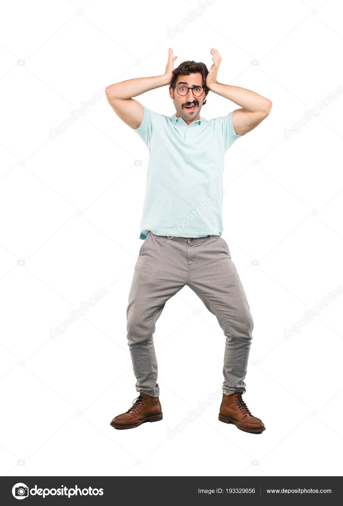 Young Crazy Man Scared Expression Full Body Cutout Person White — Stock ...