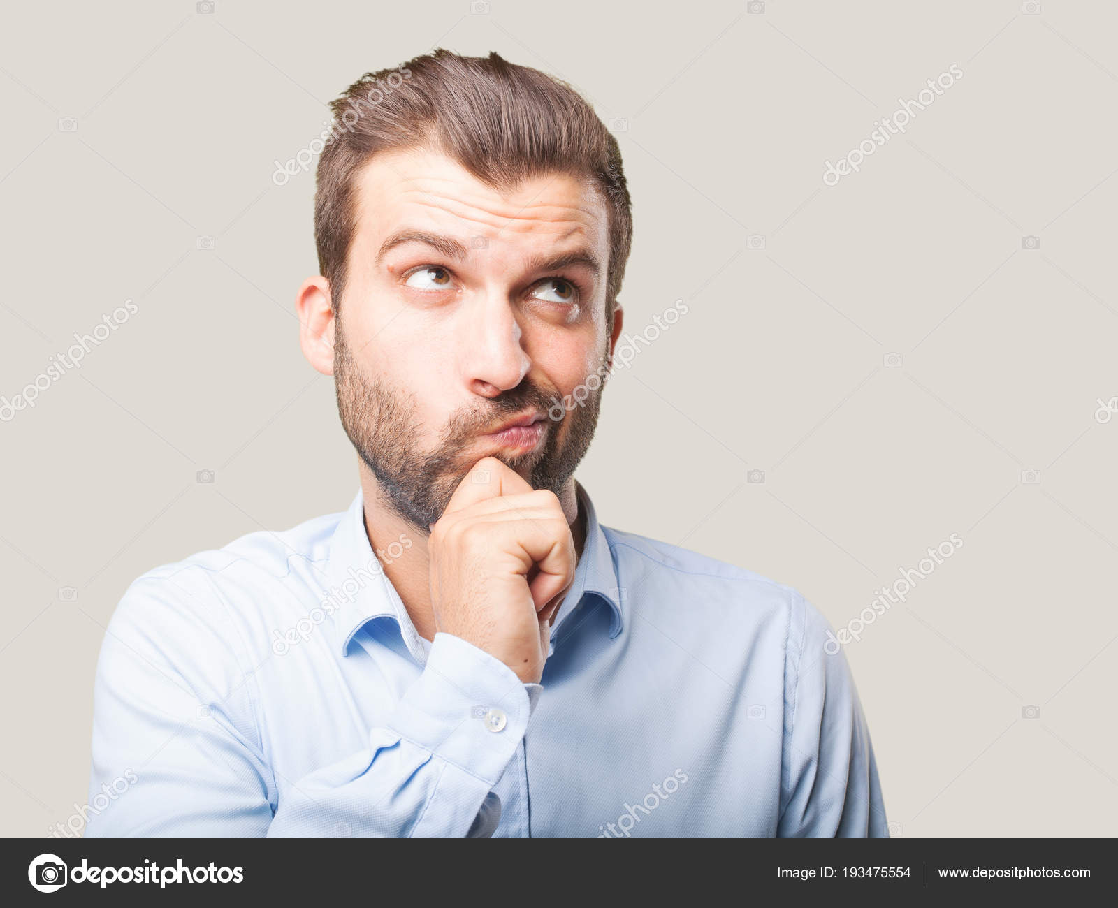 Young Handsome Man Thinking Doubting Wearing Blue Shirt Person Isolated ...