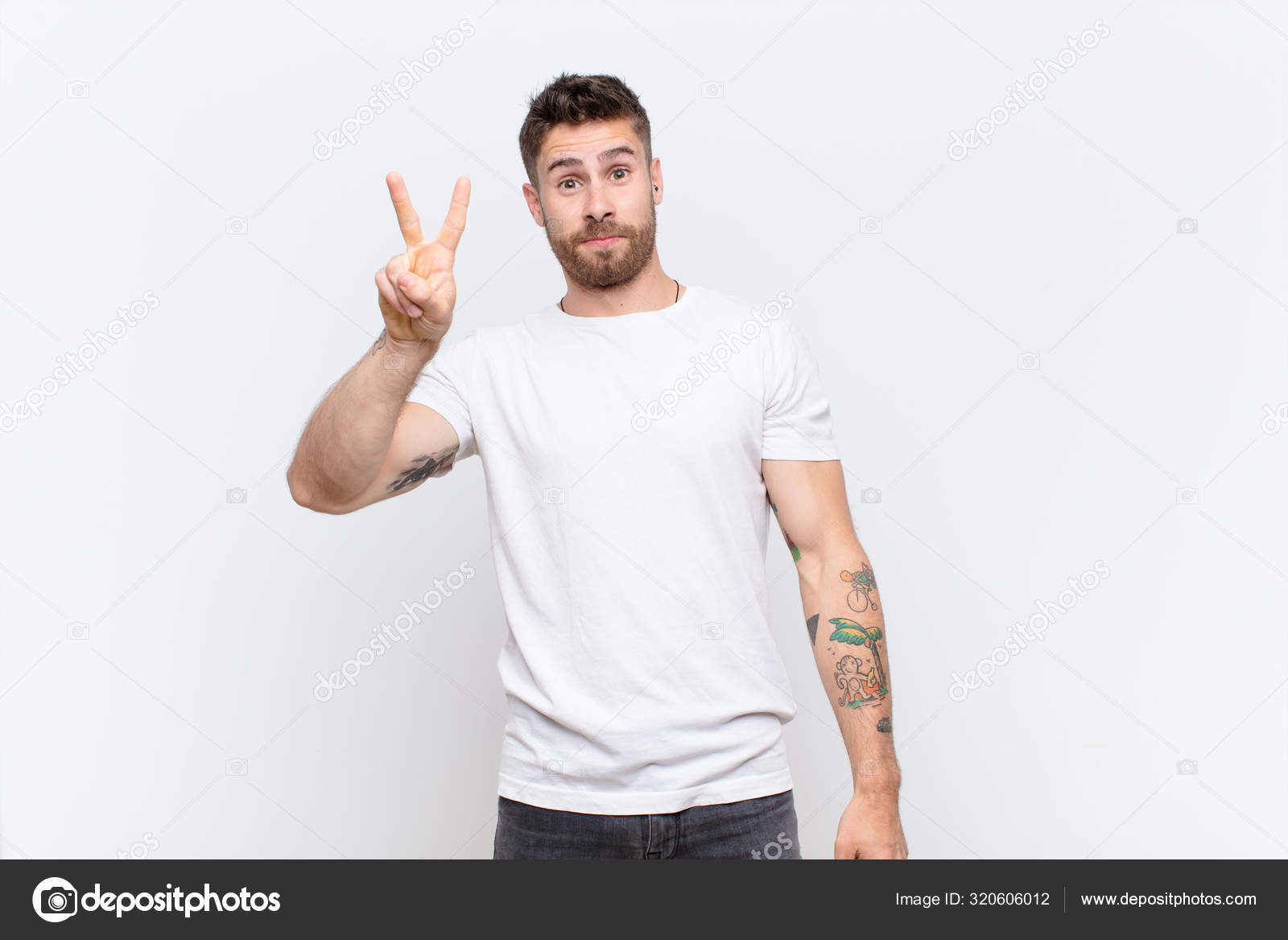 Young Handosme Man Smiling Looking Friendly Showing Number Two Second ...