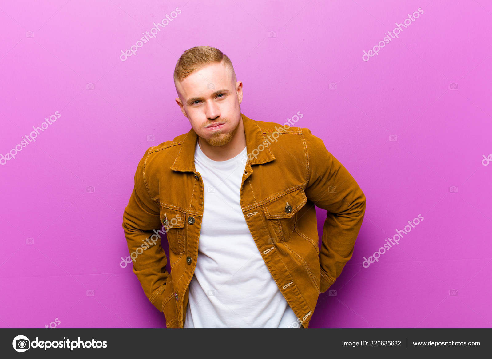 Young Blonde Man Goofy Crazy Surprised Expression Puffing Cheeks ...