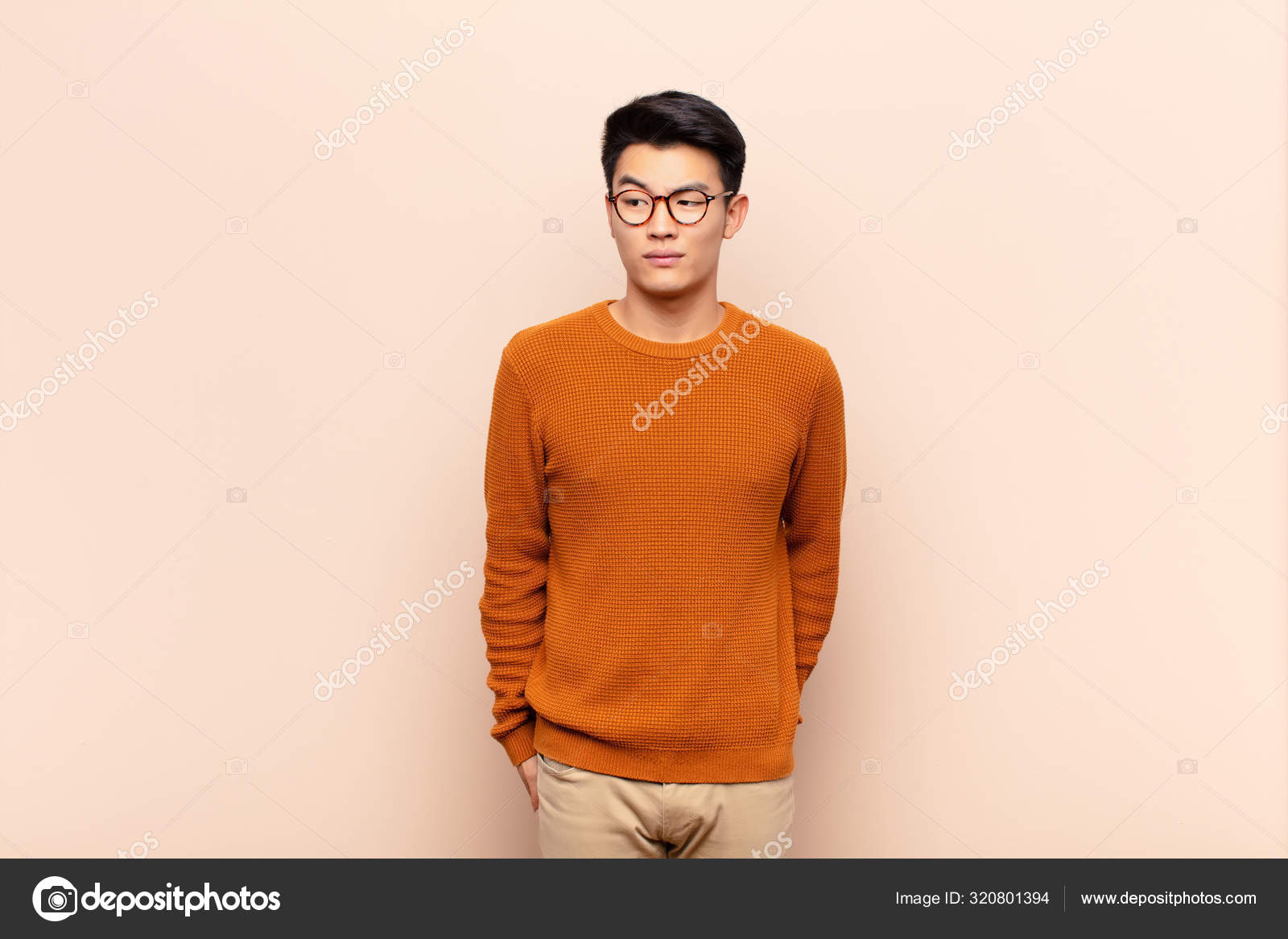 Young Chinese Man Wondering Thinking Happy Thoughts Ideas Daydreaming ...