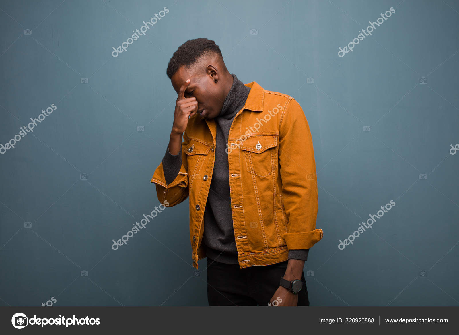 Young African American Black Man Feeling Stressed Unhappy Frustrated ...