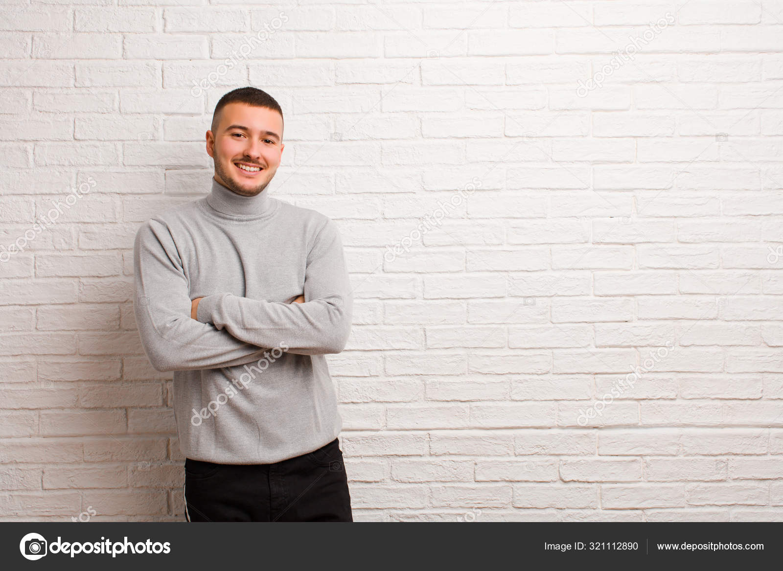 Young Handsome Man Looking Happy Proud Satisfied Achiever Smiling Arms ...