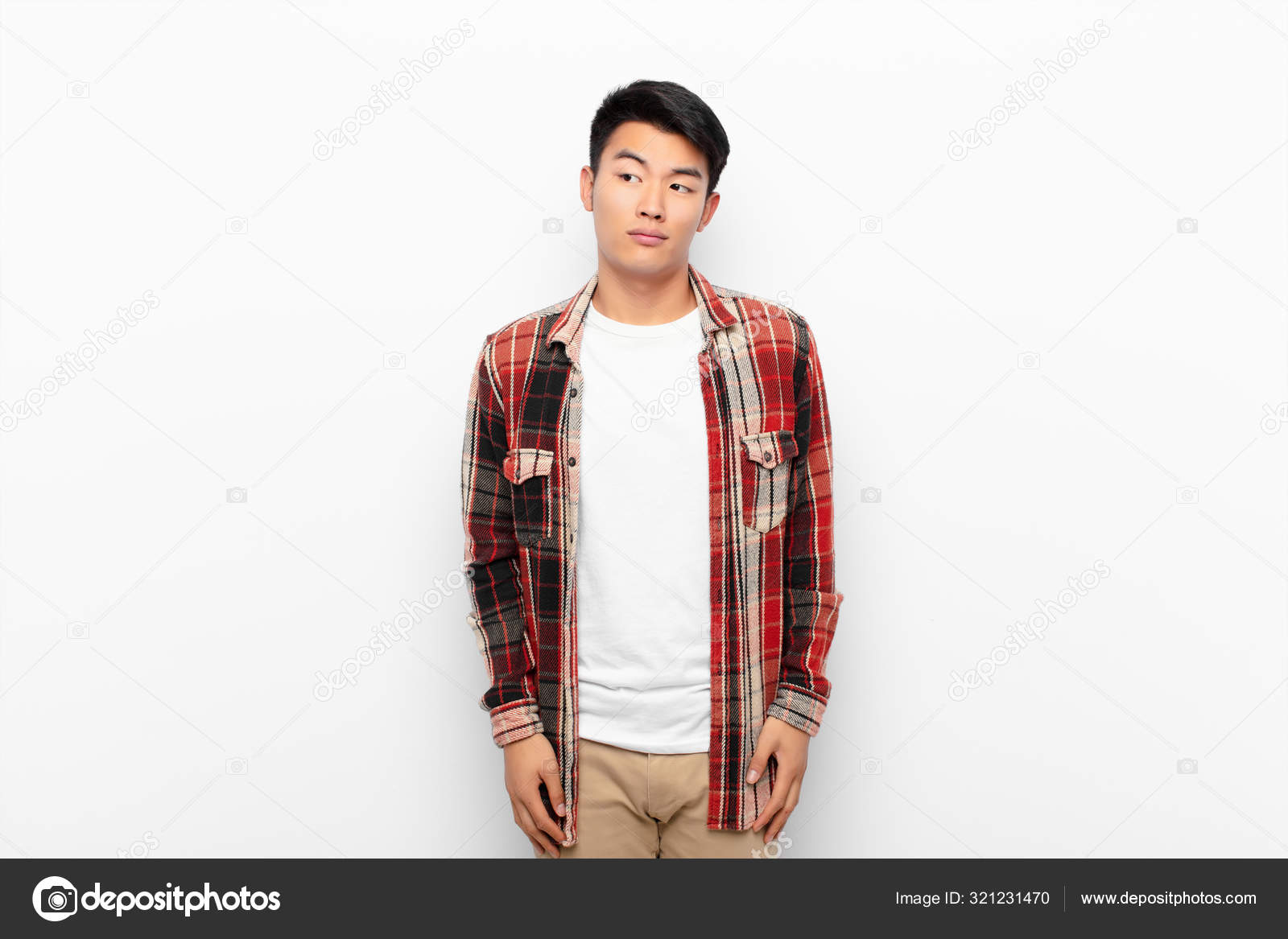 Young Chinese Man Feeling Shocked Happy Amazed Surprised Looking Side ...