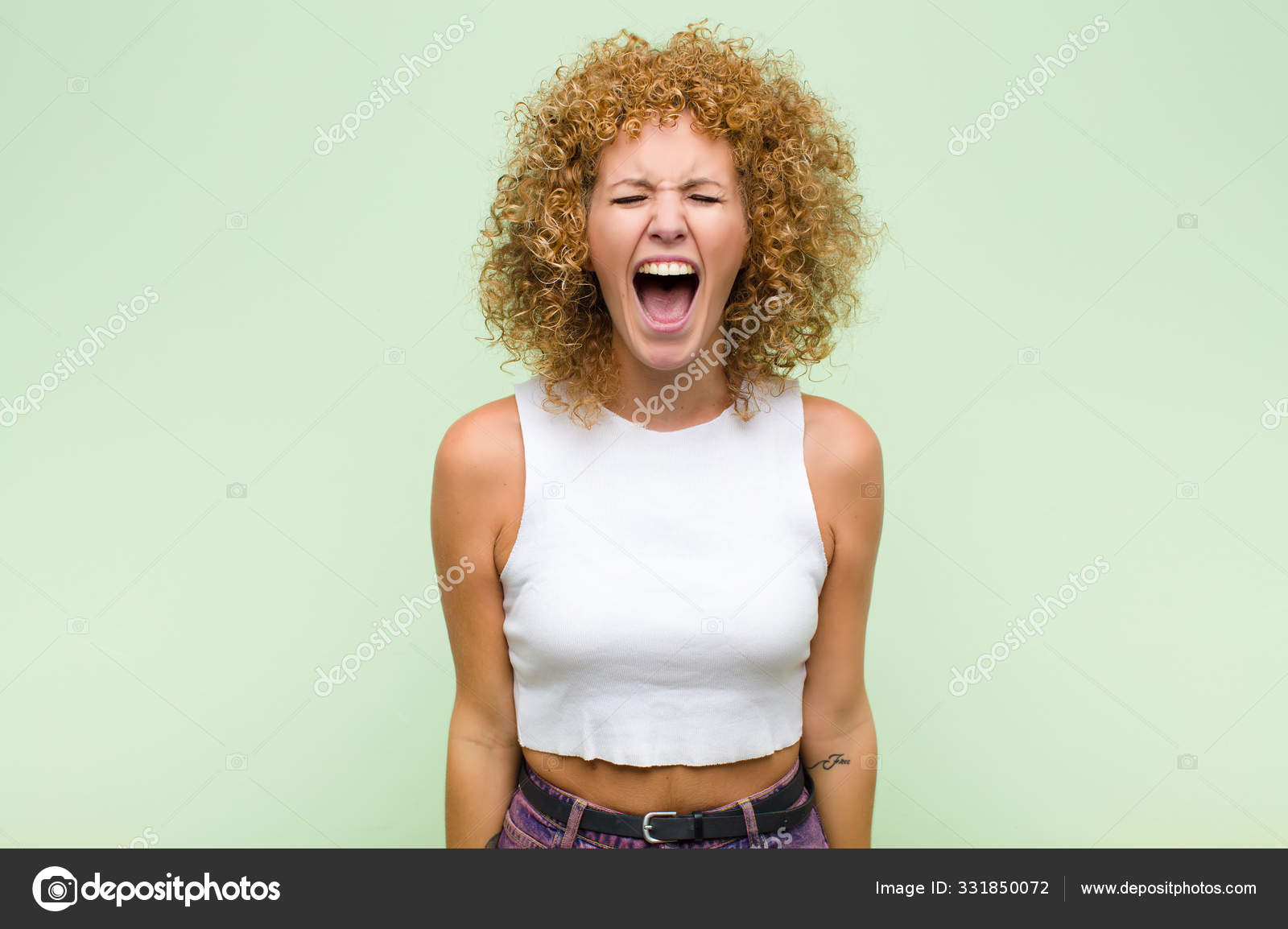 Young Afro Woman Shouting Aggressively Looking Very Angry Frustrated ...