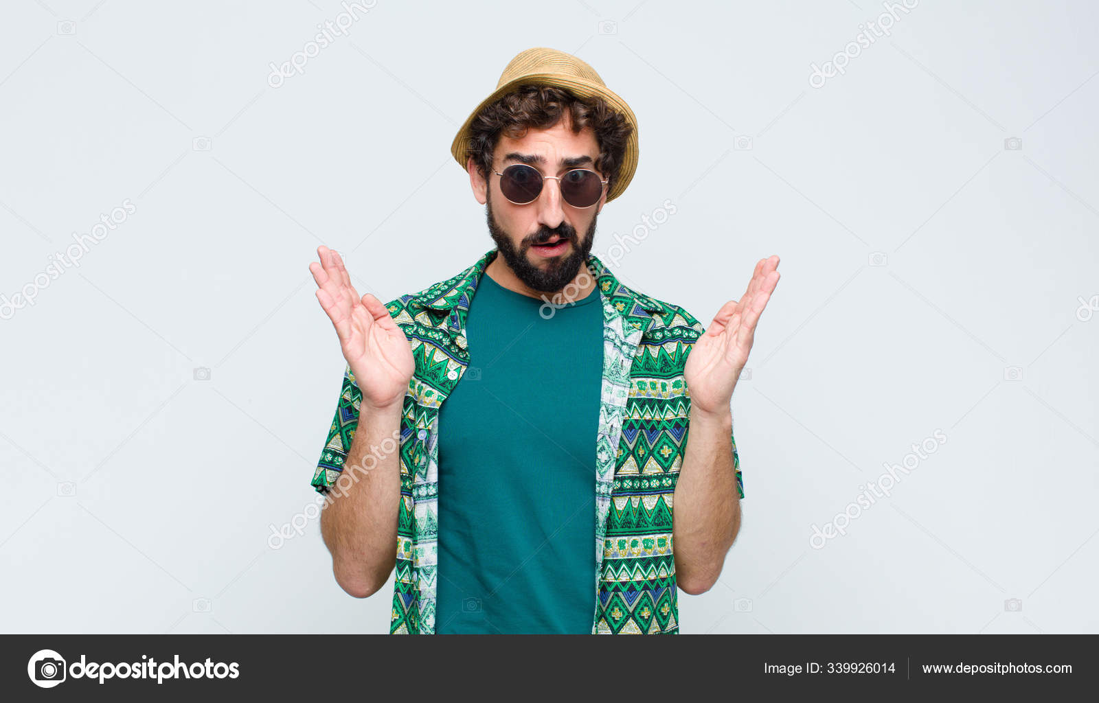 Young Tourist Man Looking Shocked Astonished Jaw Dropped Surprise ...