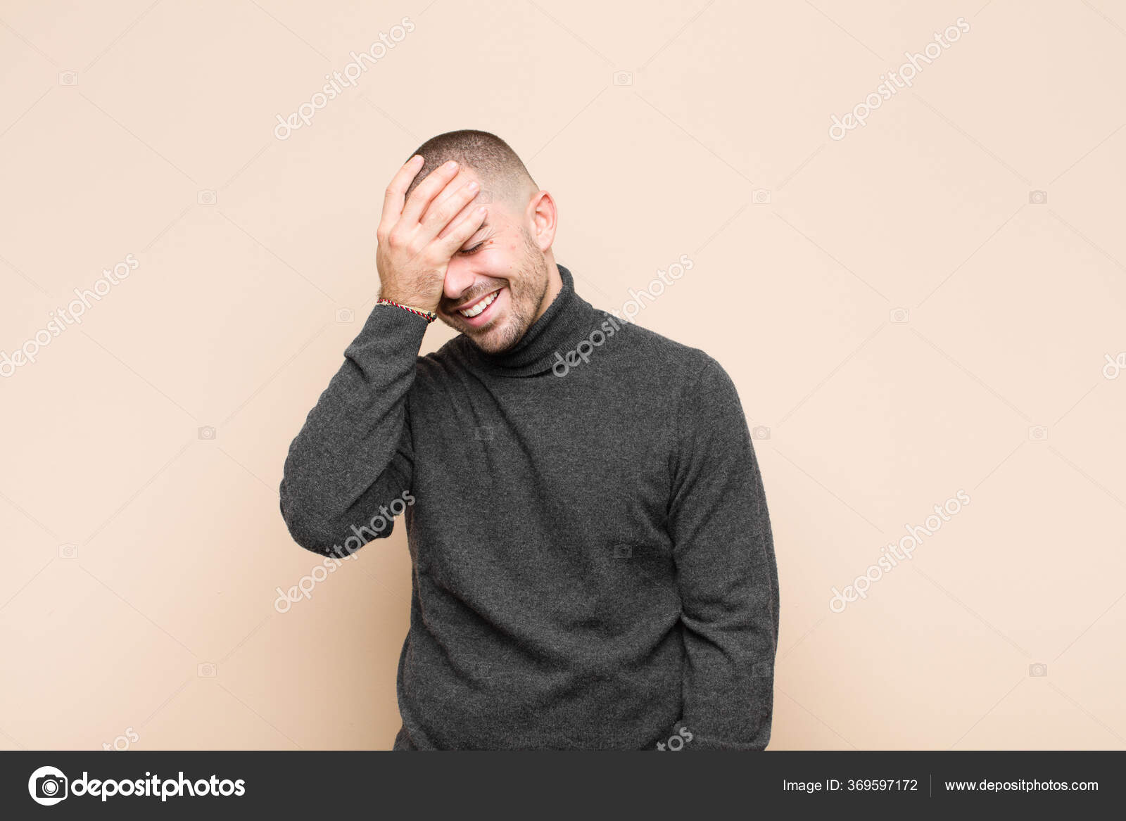 Young Handsome Man Laughing Slapping Forehead Saying Doh Forgot Stupid ...