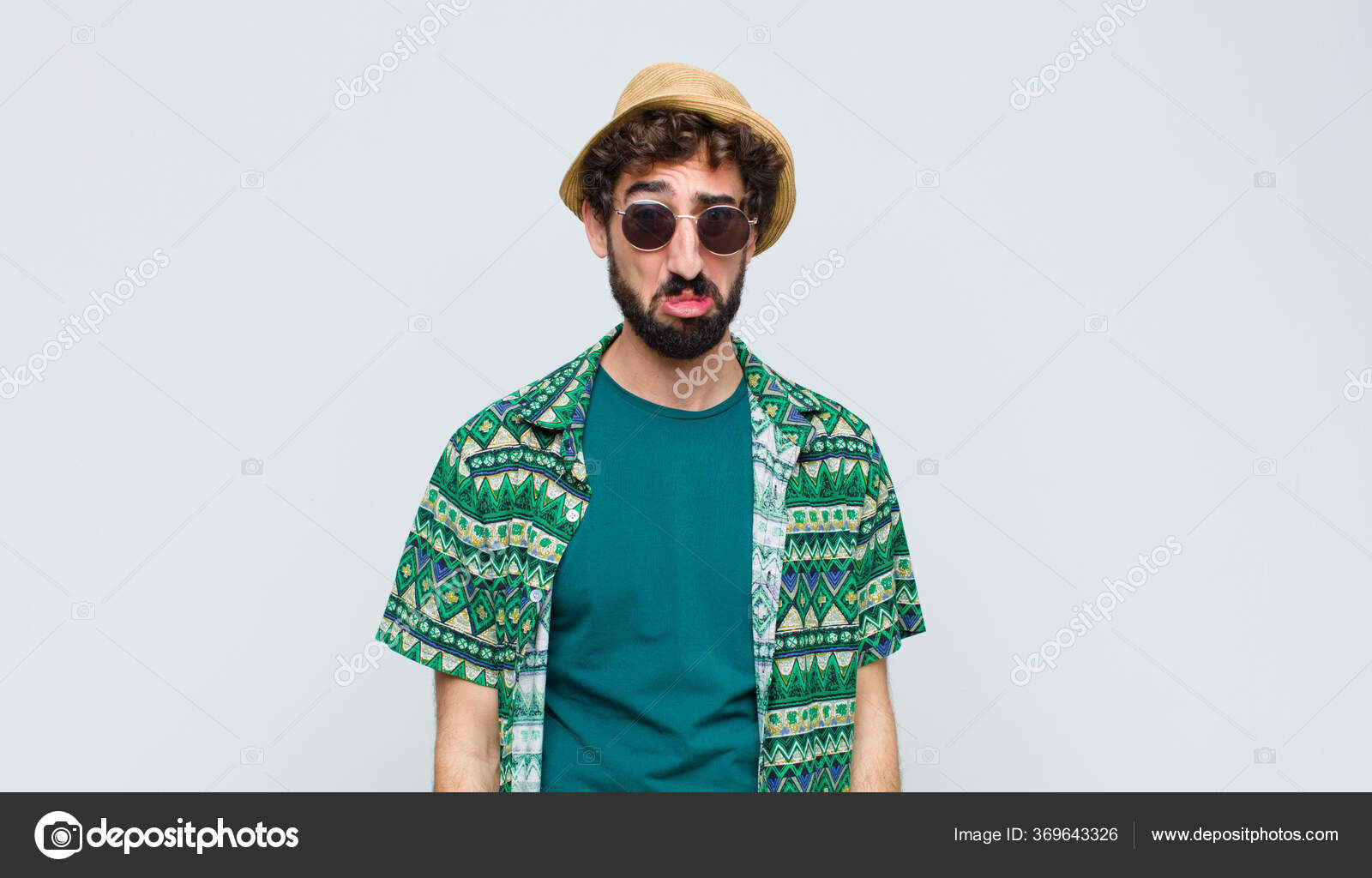 Young Tourist Man Feeling Sad Whiney Unhappy Look Crying Negative ...