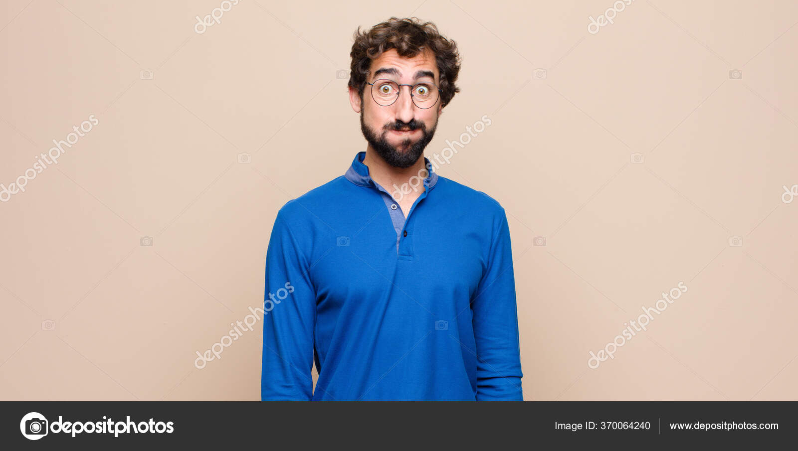 Young Handsome Man Goofy Crazy Surprised Expression Puffing Cheeks ...