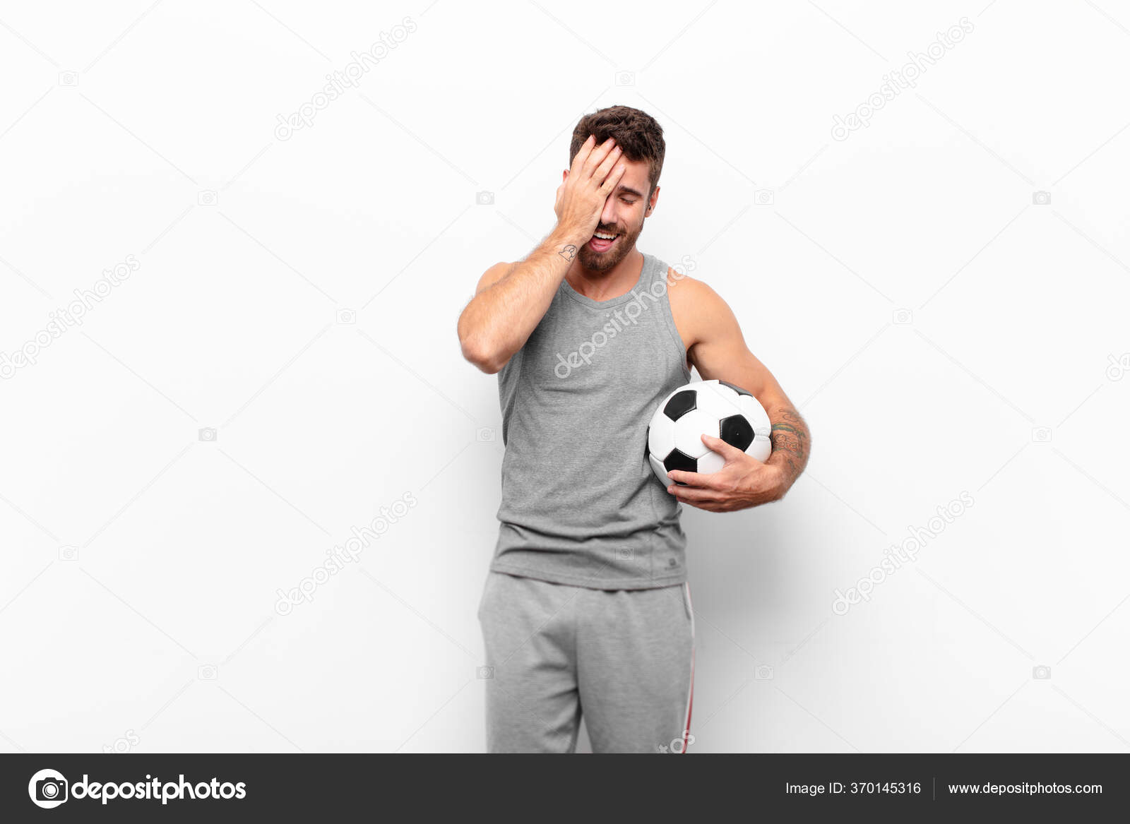 Young Handsome Man Laughing Slapping Forehead Saying Doh Forgot Stupid ...