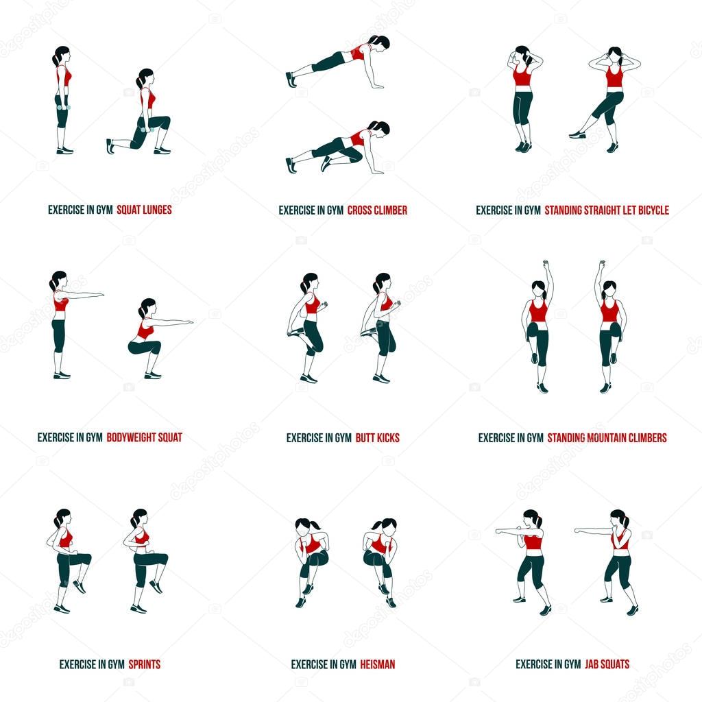 Aerobic and workout icons — Stock Vector © samorodinov #129967306