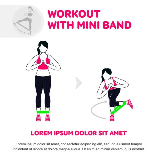 Workout Mini Band Fitness Aerobic Workout Exercise Gym Vector Set Stock ...