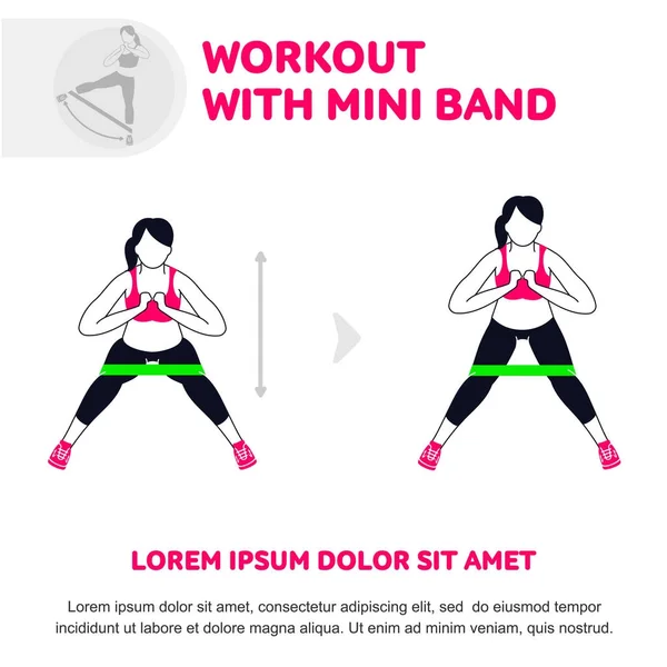 Workout Mini Band Fitness Aerobic Workout Exercise Gym Vector Set Stock ...