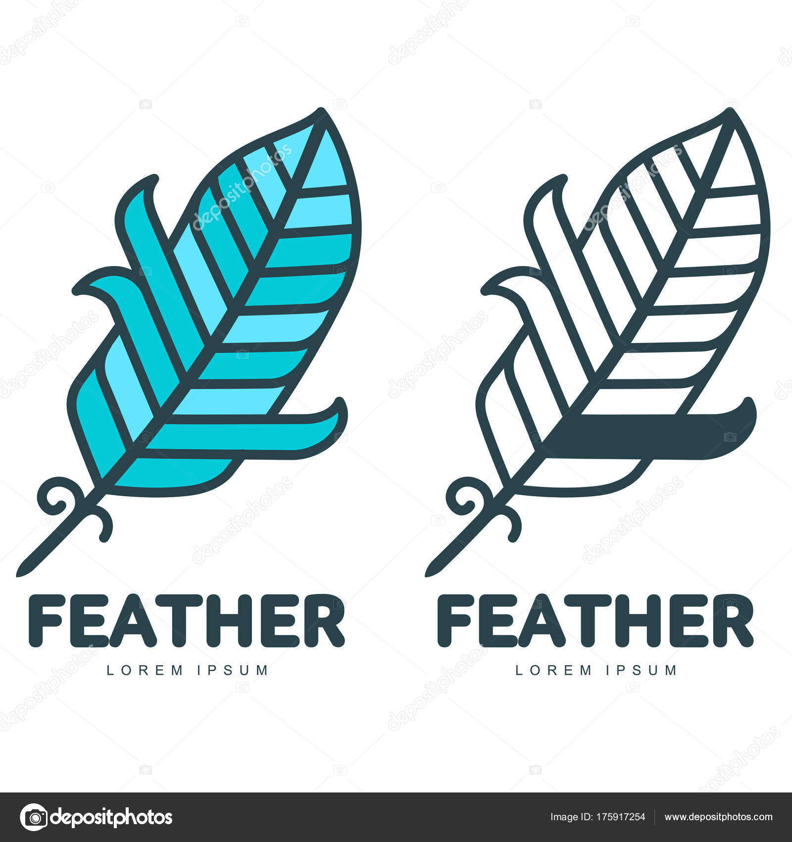 Blue Feather Logo Template Graphic Bird Feather Logotype Text Flight ...