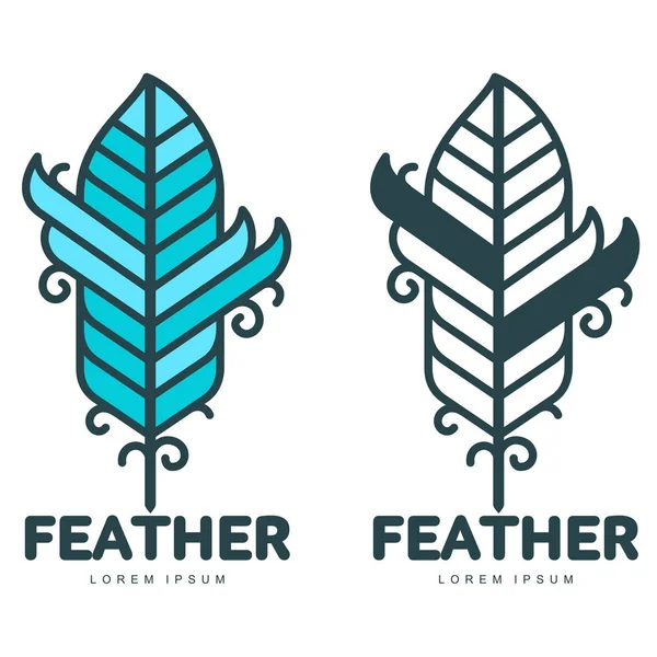 Blue Feather Logo Template Graphic Bird Feather Logotype Text Flight ...