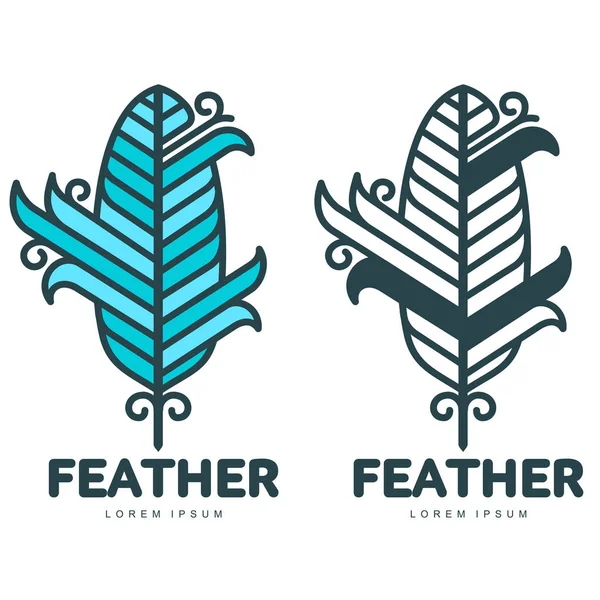 Blue Feather Logo Template Graphic Bird Feather Logotype Text Flight ...