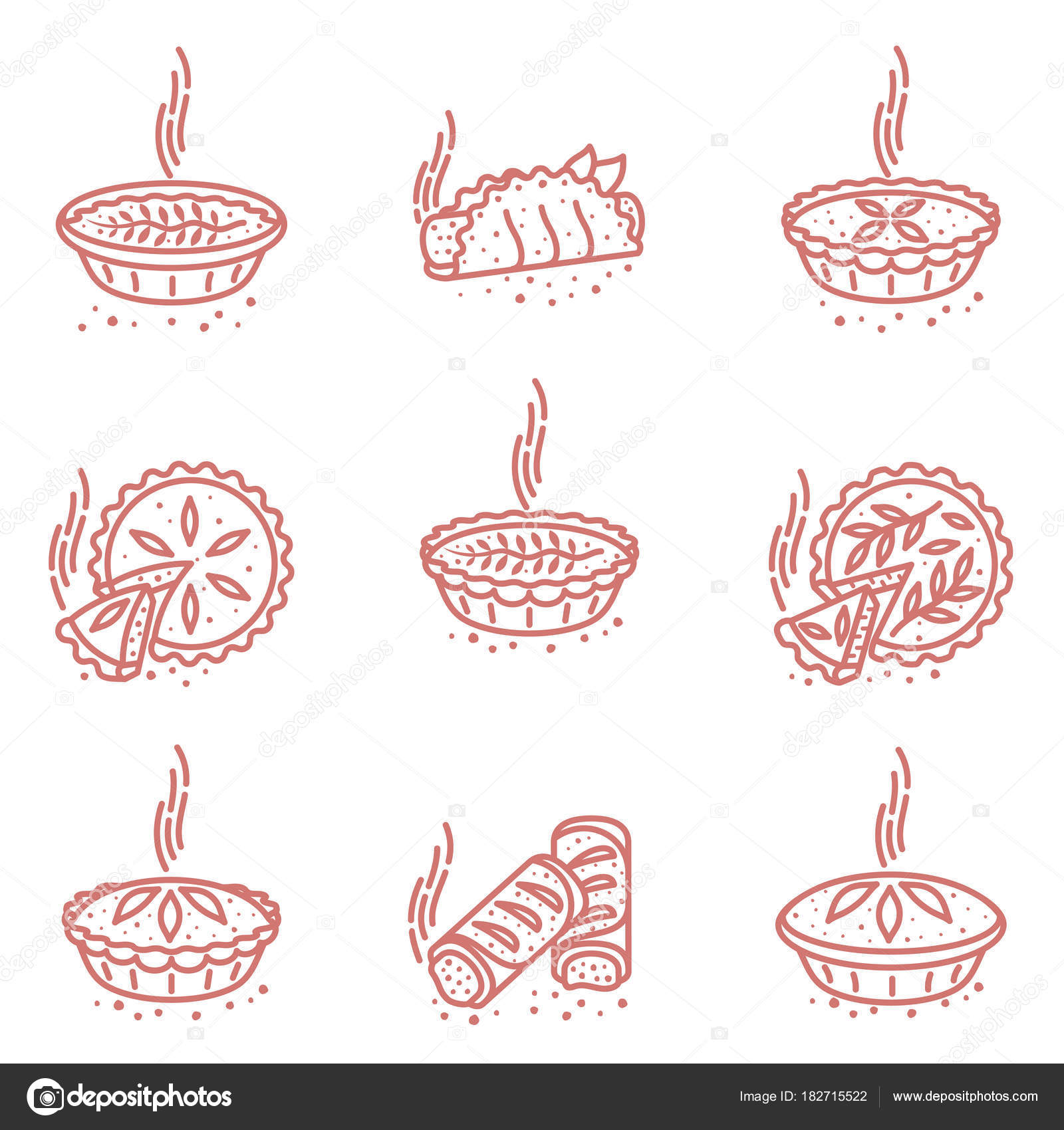 Pastel de carne, rollo, quiche ilustración Vector de stock por ...