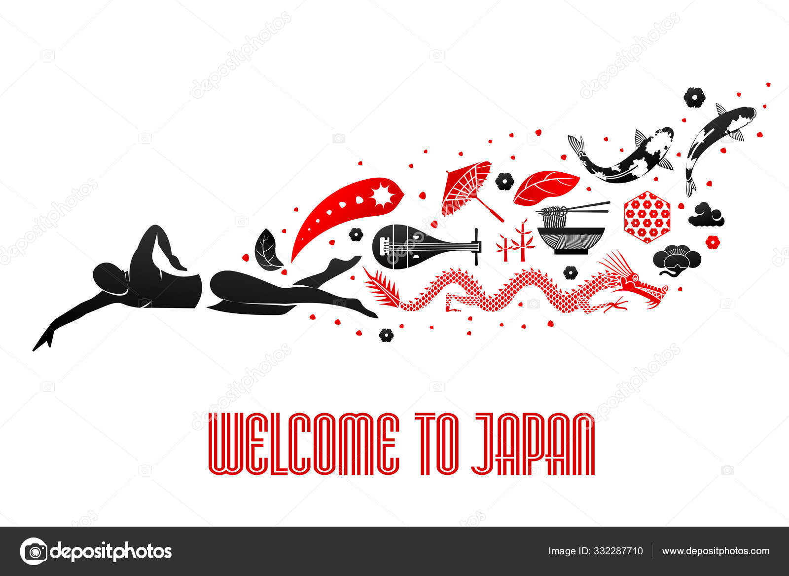 Vector illustration Japanese symbol. Welcome to Japan — Stock Vector ...