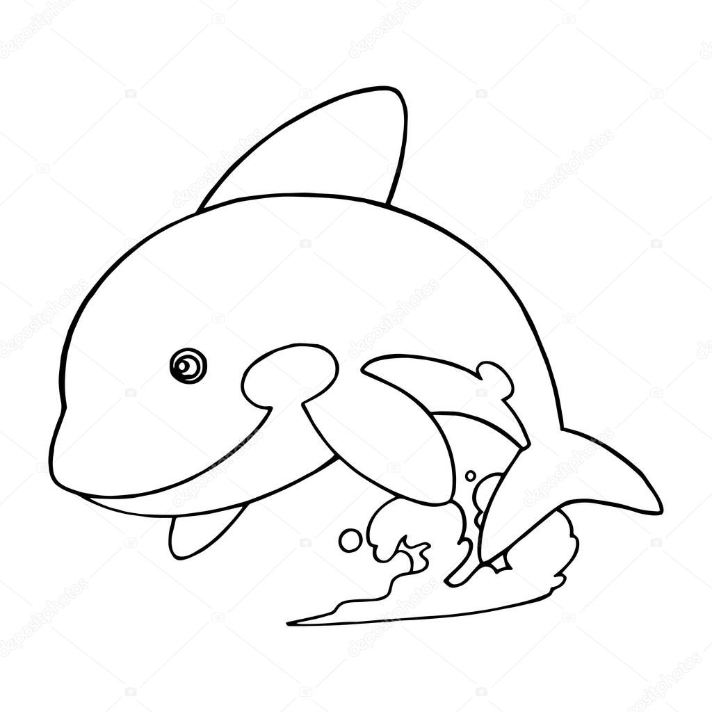 Lindo delfín de dibujos animados sobre fondo blanco para estampados ...