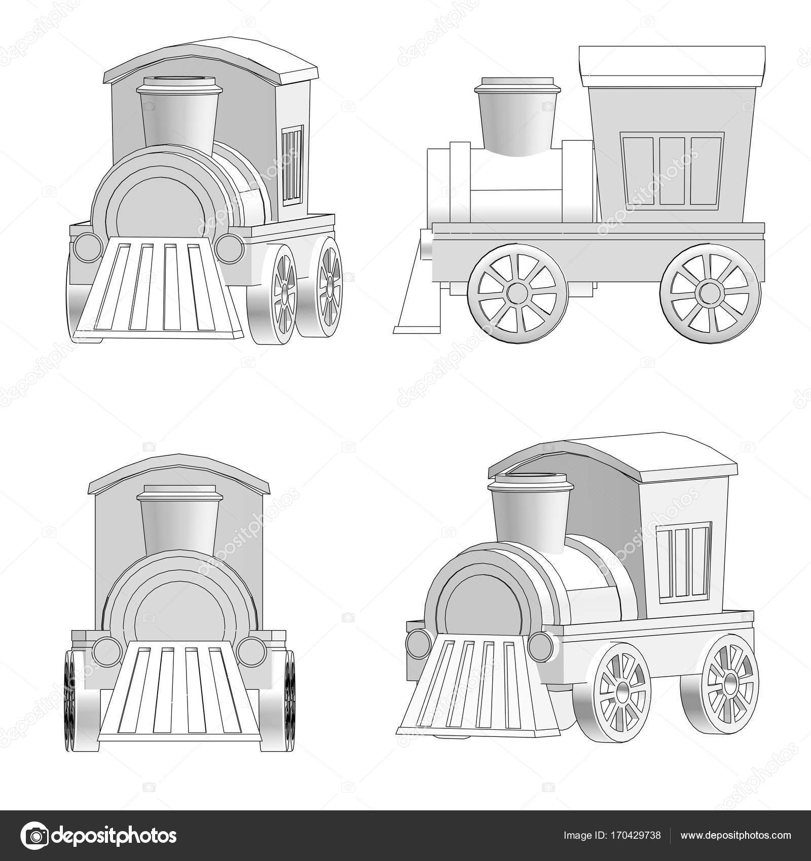 Toy train outline 3d illustration — Stock Photo © Deanora #170429738