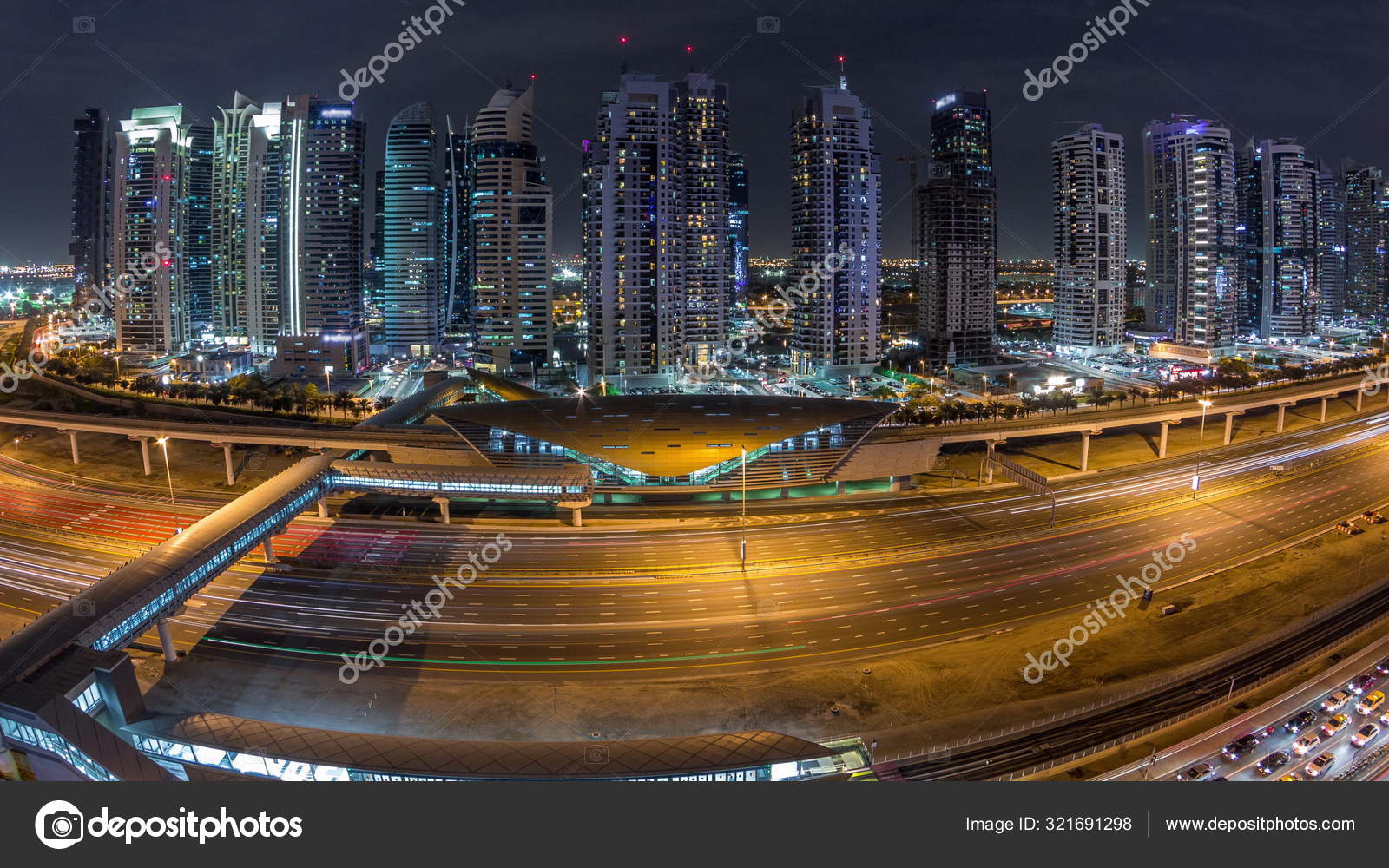 Aerial top view to Sheikh Zayed road near Dubai Marina and JLT ...