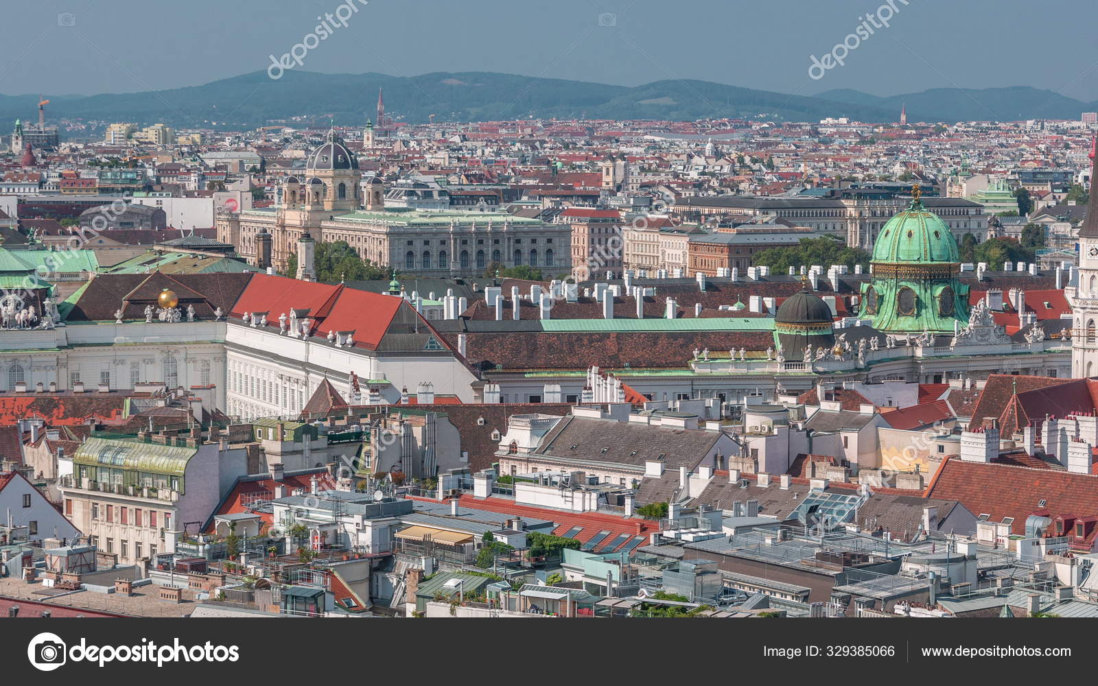 Panoramic aerial view of Vienna, austria, from south tower of st ...