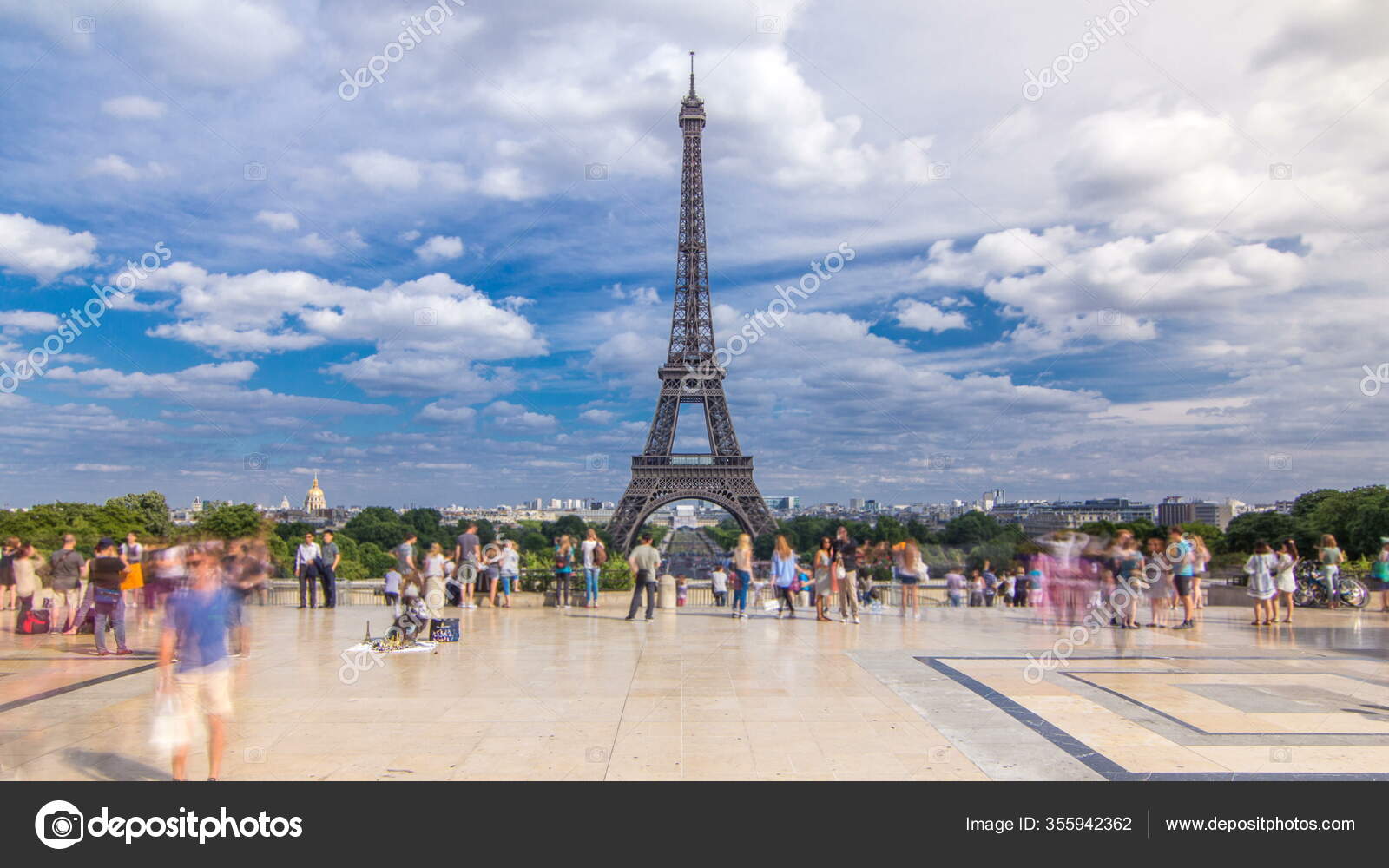 Famous Square Trocadero Eiffel Tower Background Timelapse Trocadero ...