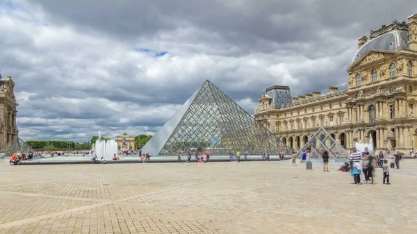 Large Glass Pyramid Main Courtyard Louvre Museum Timelapse Hyperlapse ...
