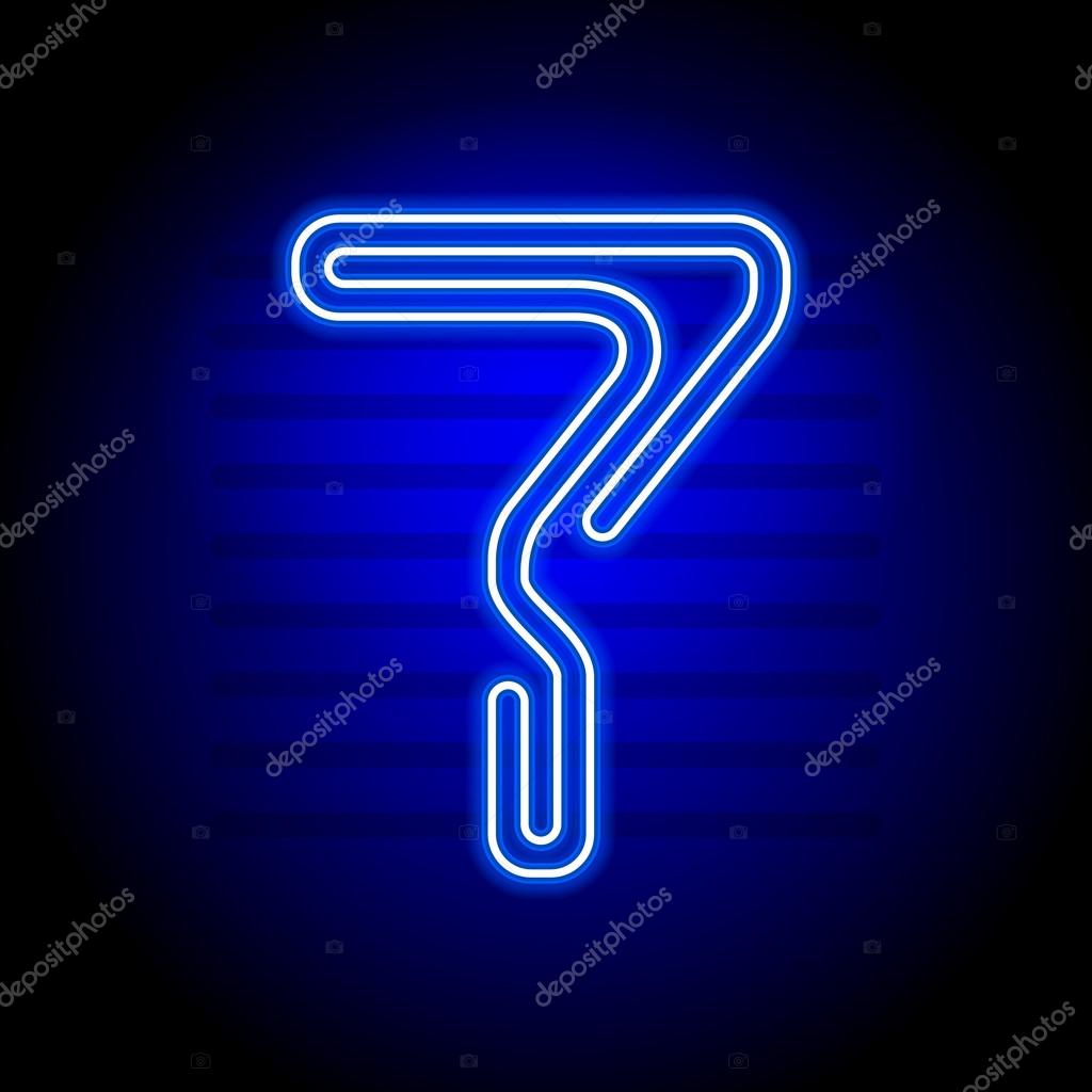 Realistic Blue Neon numbers. Number with Neon tube light on dark Stock ...