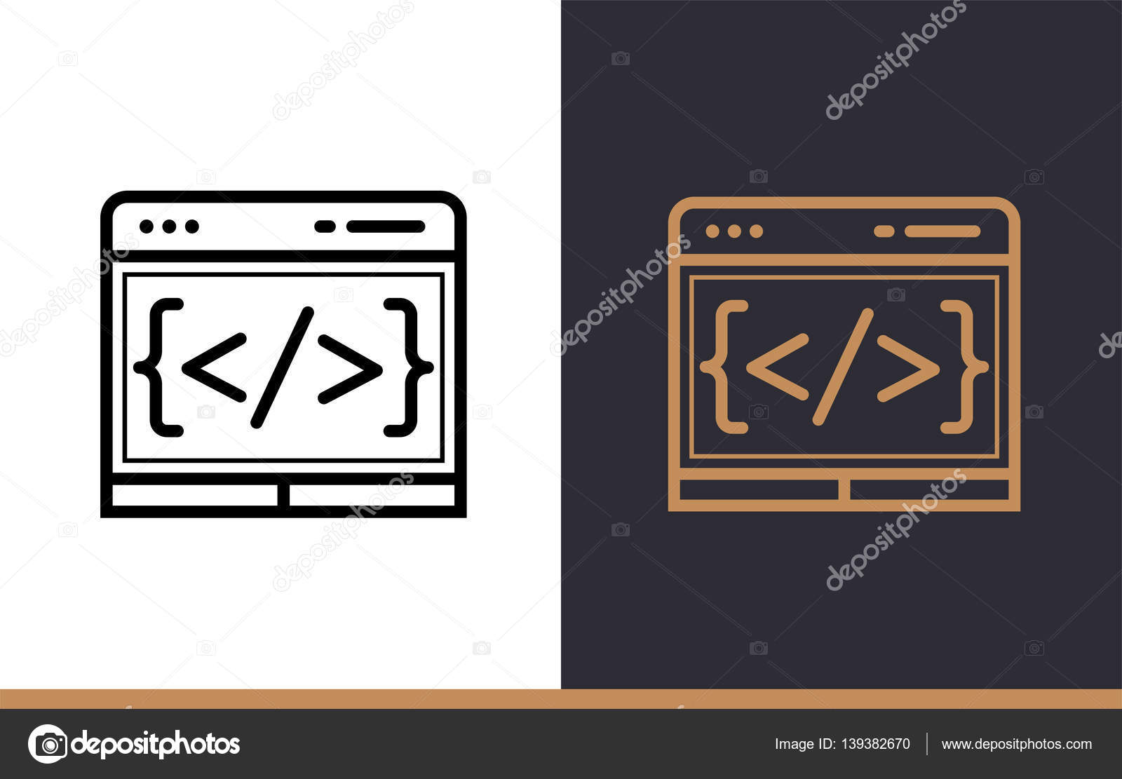 Outline source code icon for startup business. Vector line icons ...