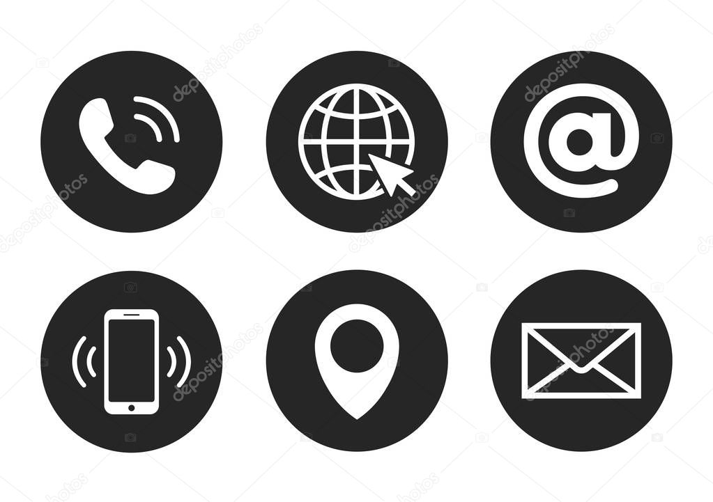 Icono de contacto en estilo plano, 6 en 1. Ilustración vectorial 2024