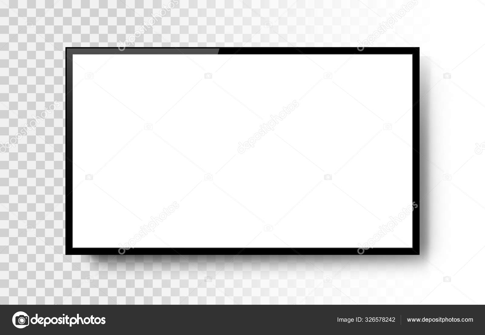 Realistic television screen on background. TV, modern blank screen lcd ...