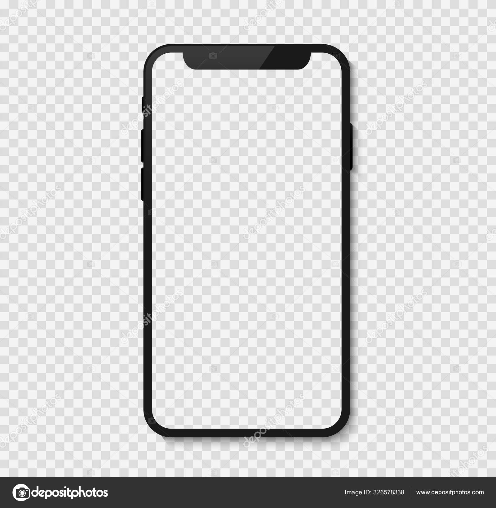 Black smart phone isolated on transparent background, smartphone blank ...