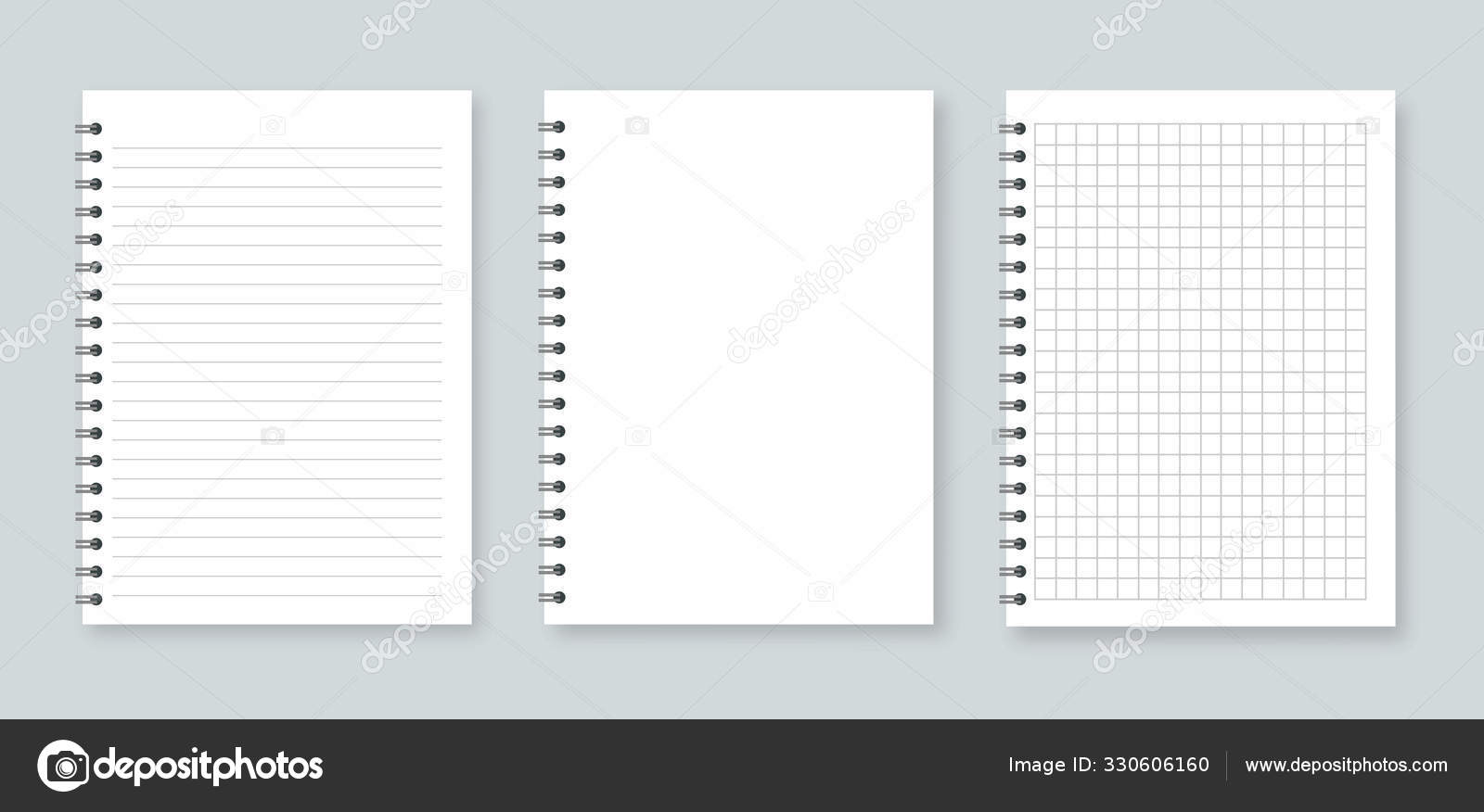 Set Vector Illustrations Sheets Paper Lined Square Gray Background ...