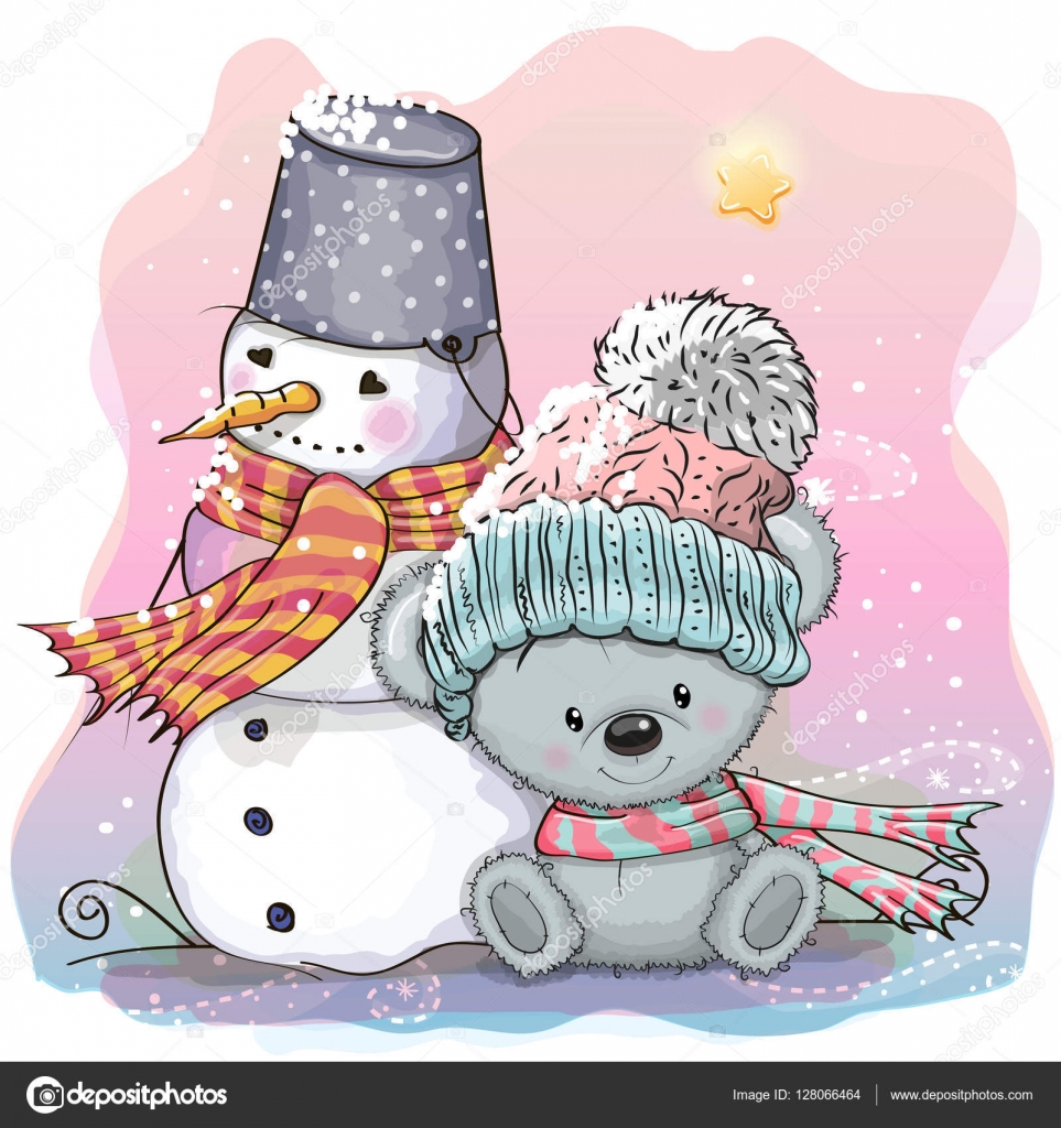 Kitten Snowman Graphics Clipart