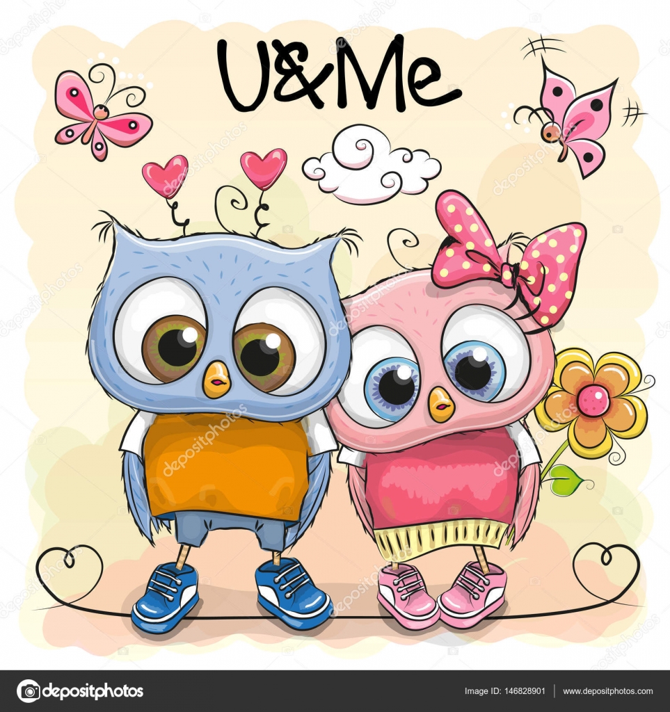 Two Cute Owls on Orange background Stock Vector Image by ©Reginast777 ...